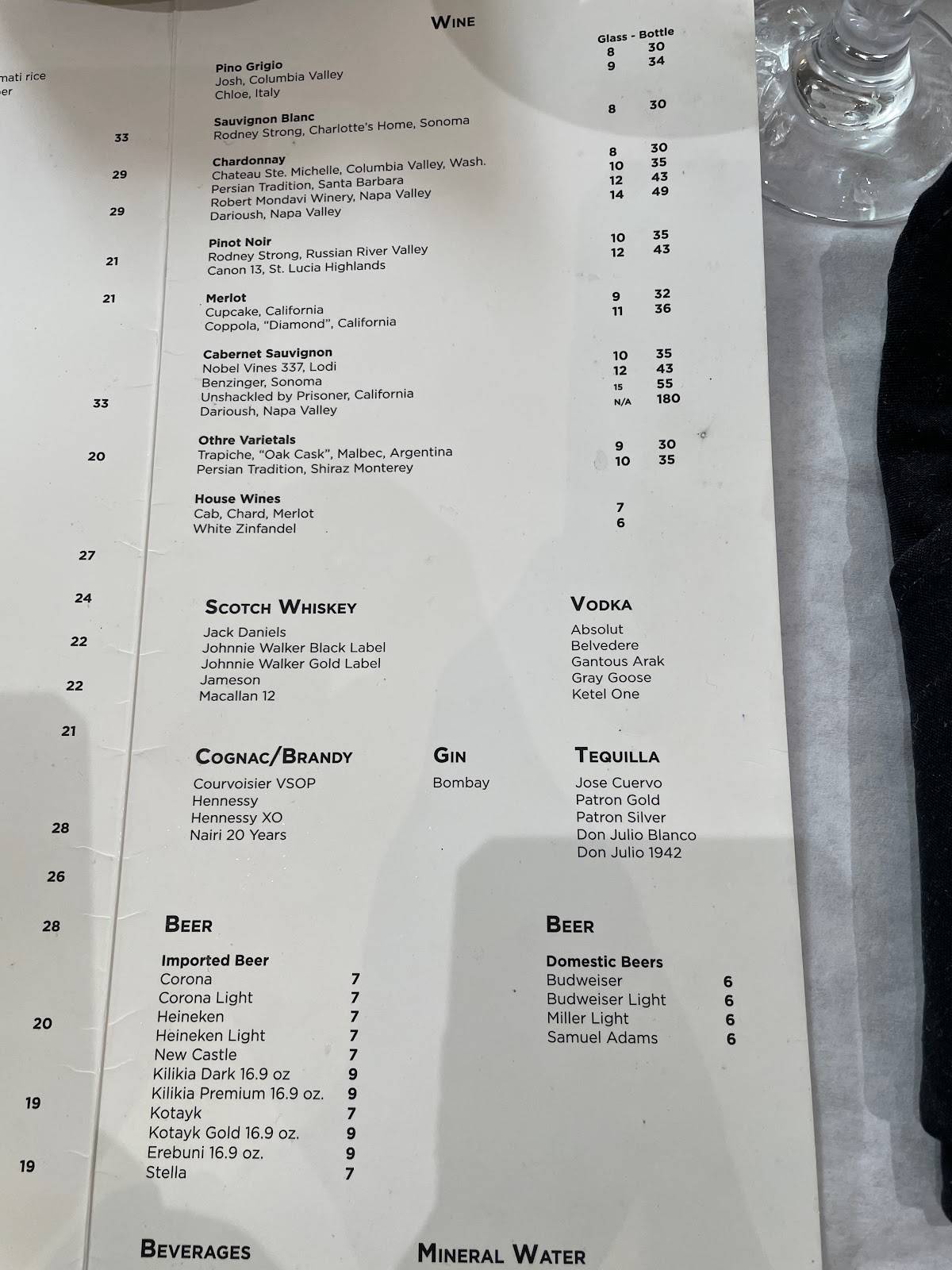 Menu at Raffi's Place restaurant, Glendale