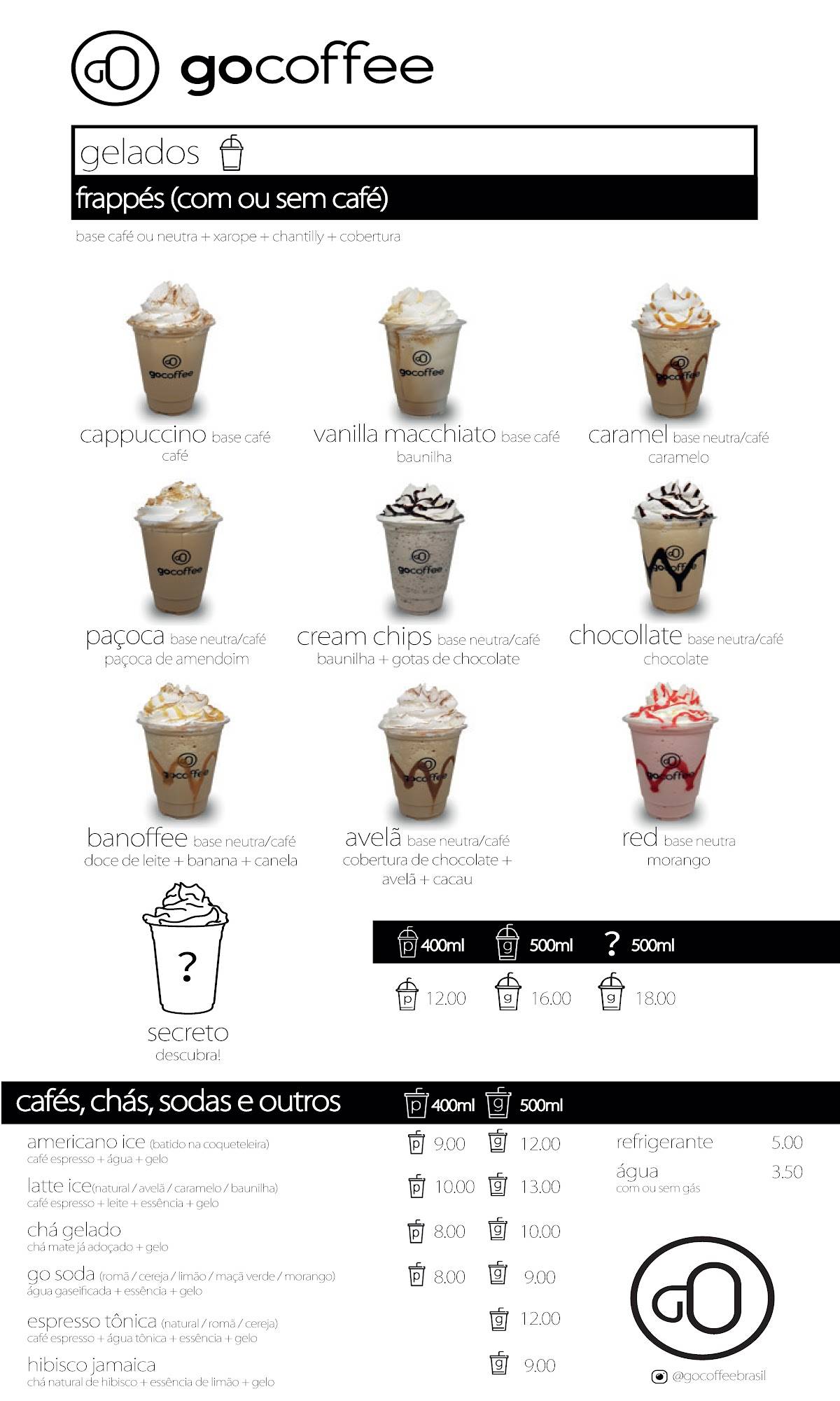Menu em Go Coffee Cabral, Curitiba