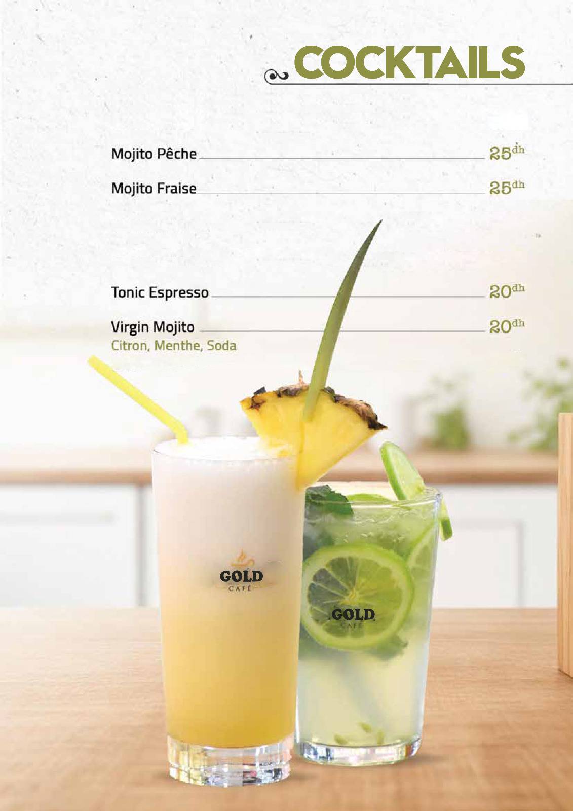 Menu au Gold Coffee Shop, Guelmim