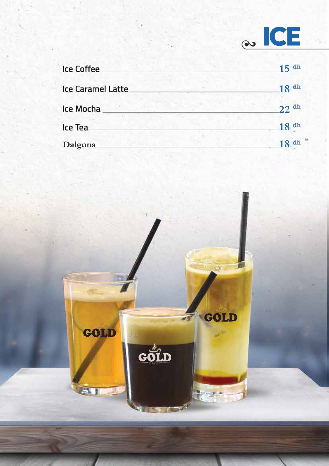 Menu au Gold Coffee Shop, Guelmim