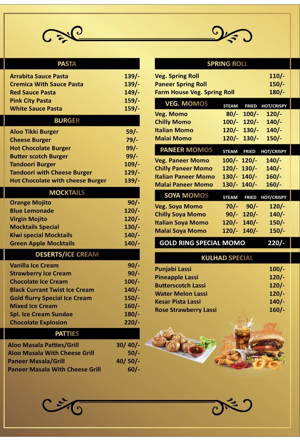 Menu at Gold Ring Cafe, Jaipur
