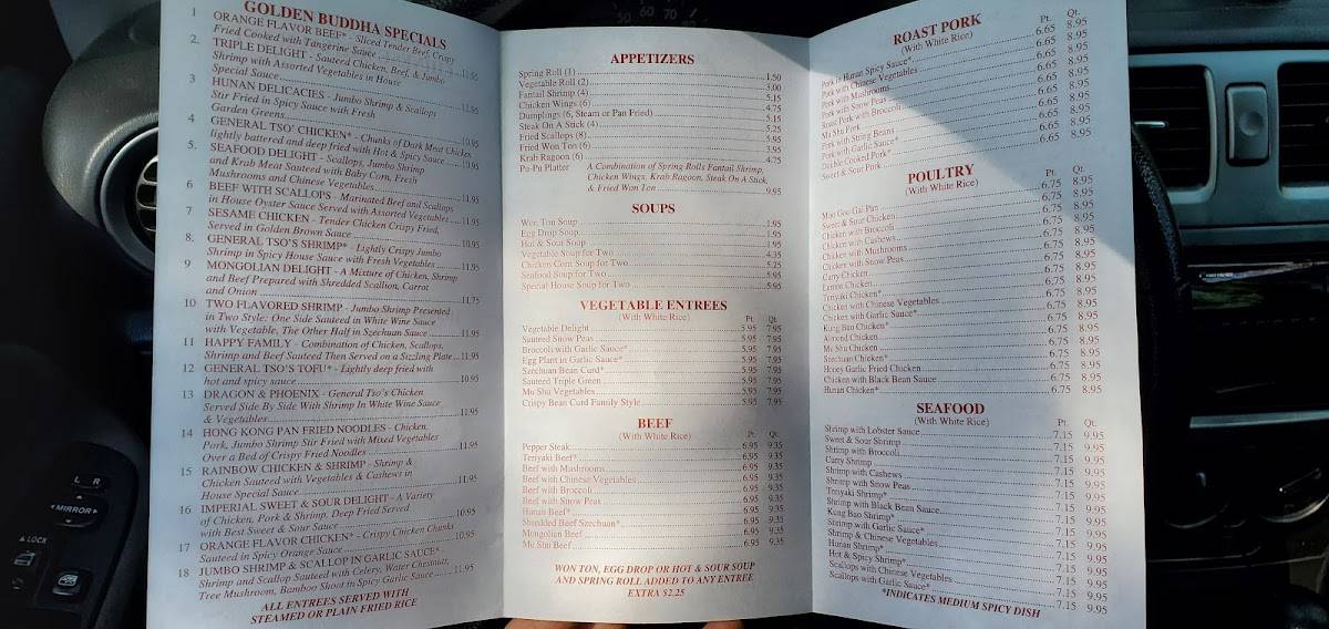 Menu at Golden Buddha Restaurant, Gainesville