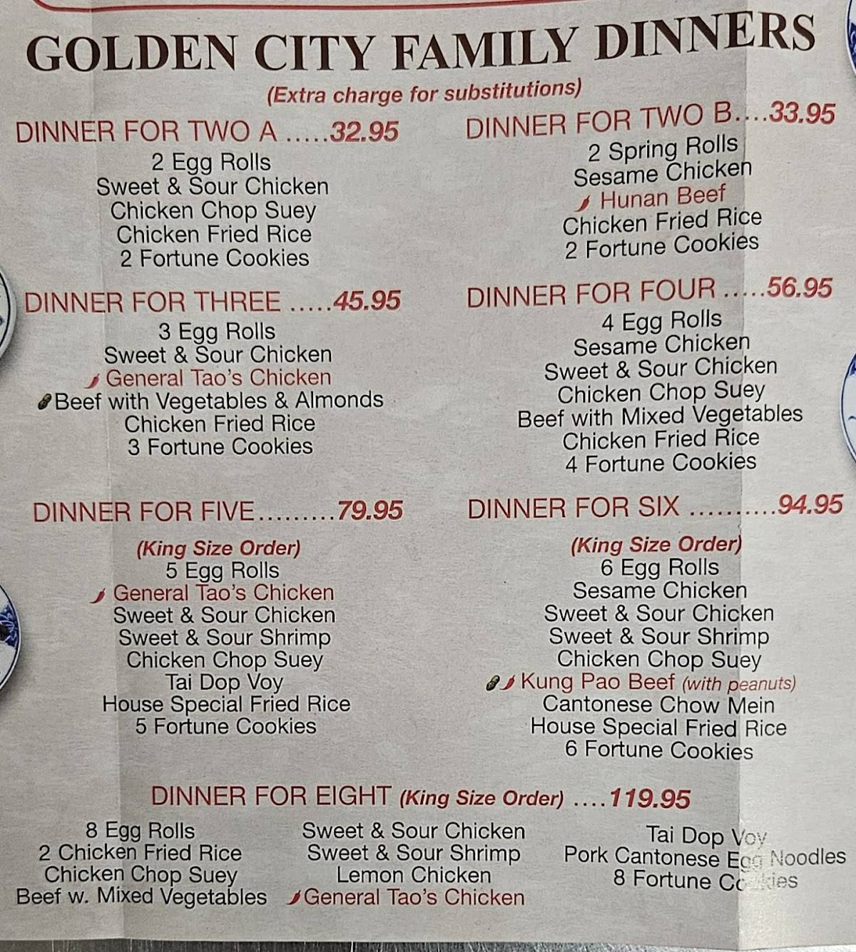 Menu at Golden City Restaurant, London