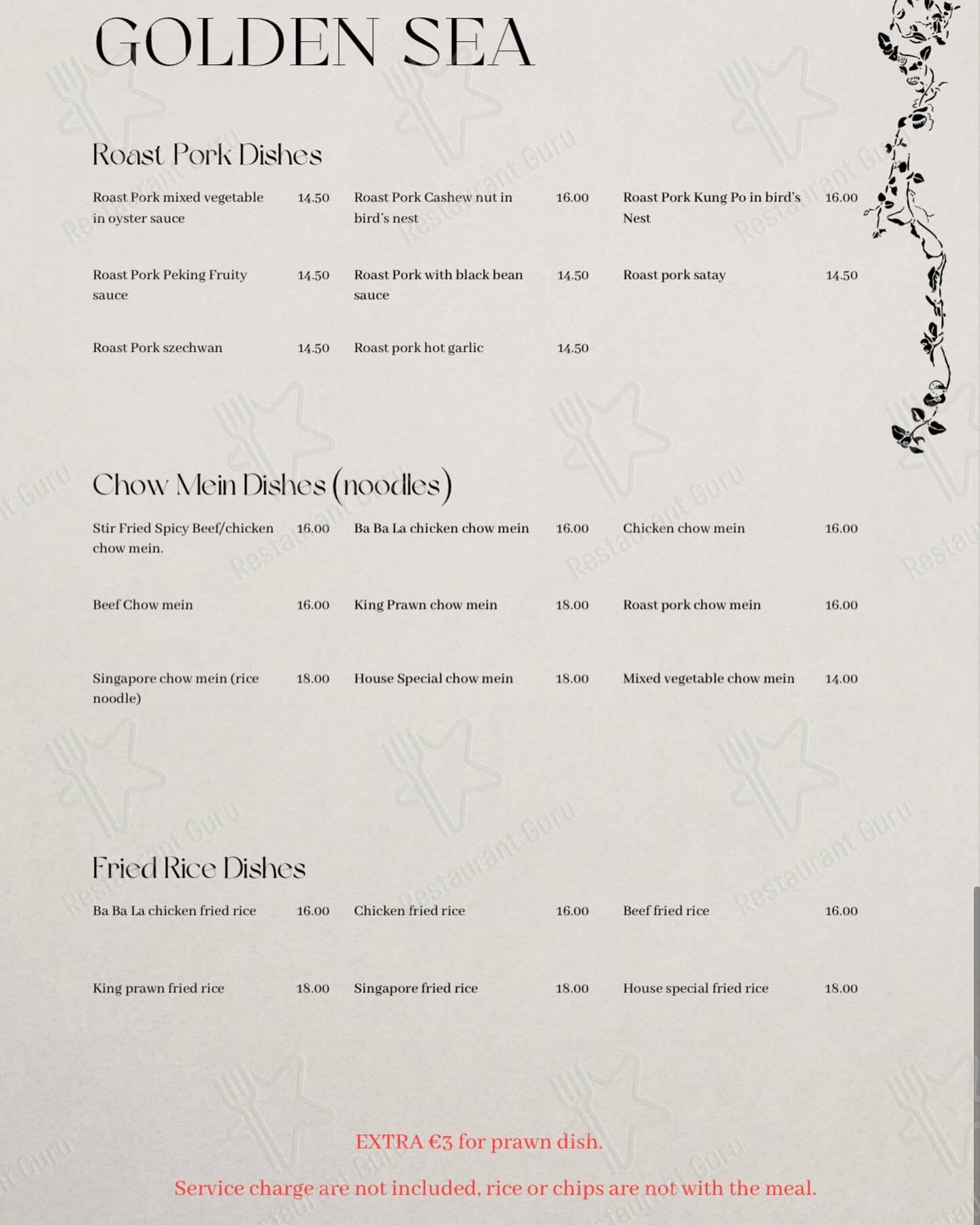 Menu at Golden Sea Chinese Castlebar, Castlebar