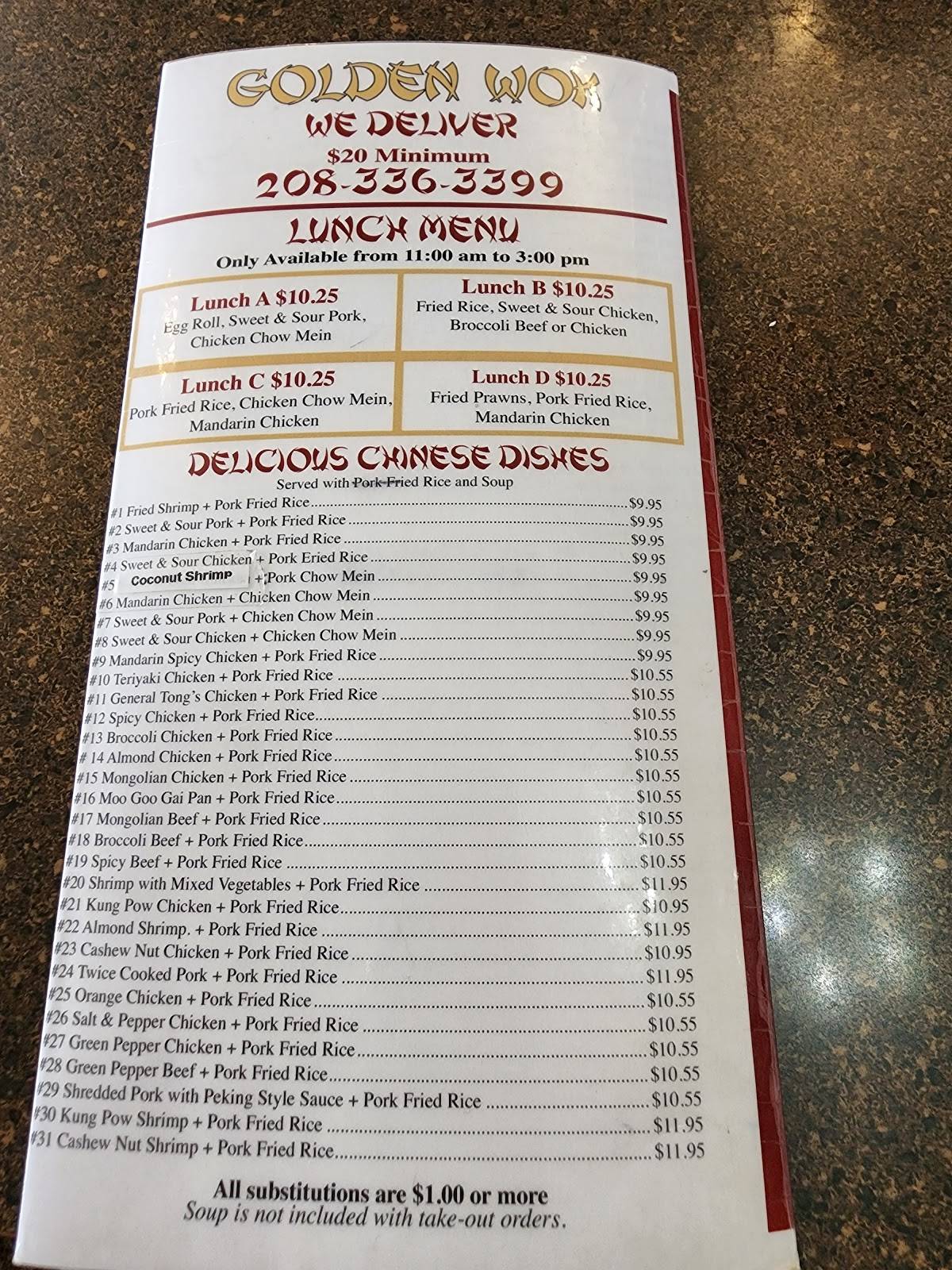 Menu at Golden Wok restaurant, Garden City, W Chinden Blvd #6412