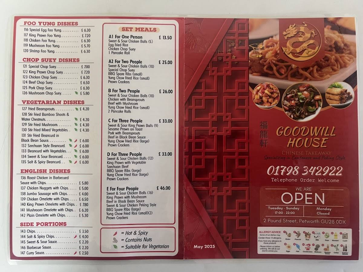 Menu at Goodwill House fast food, Petworth