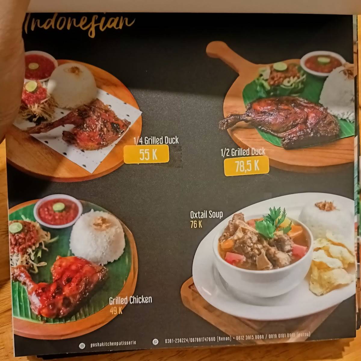 Menu at Gosha Kitchen & Patisserie Renon restaurant, Denpasar, Jalan ...