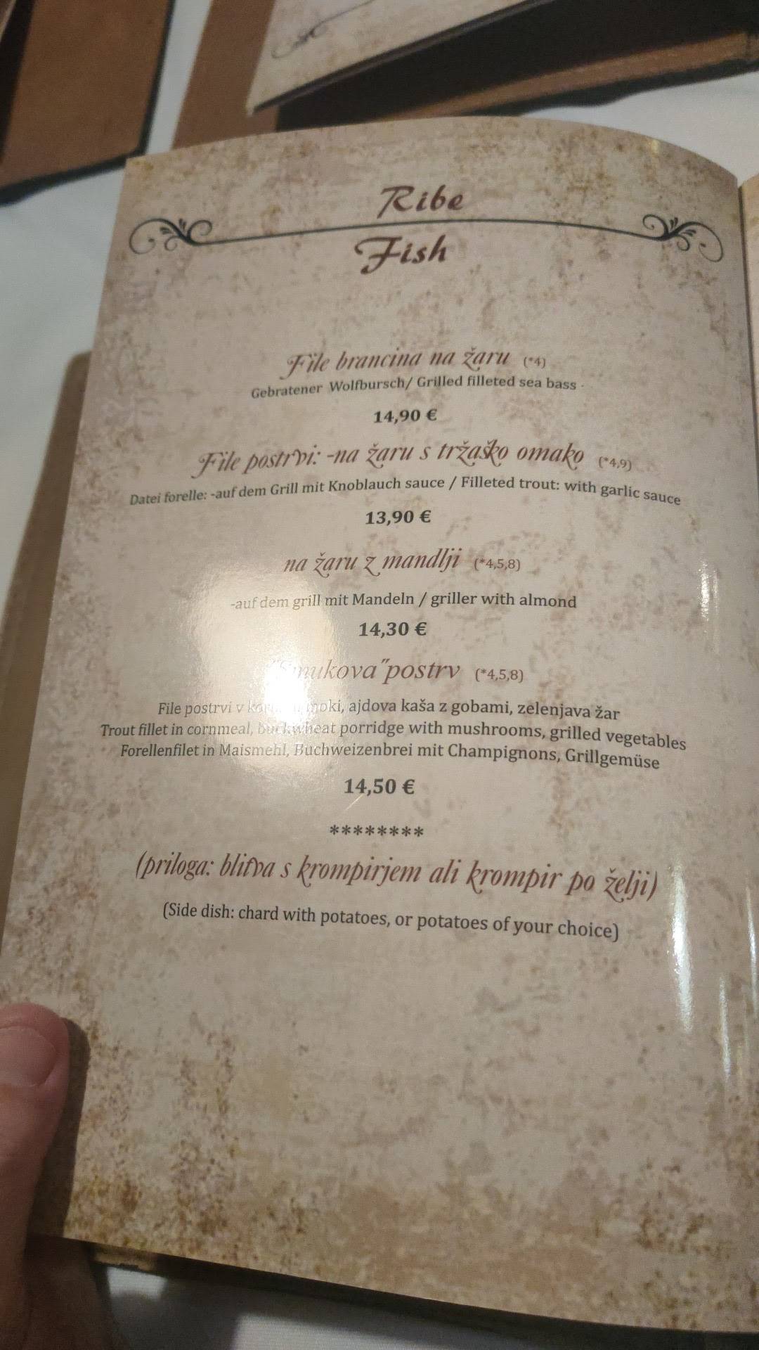 Menu at Gostišče Smuk, Zoran Kabić s.p. restaurant, Križe