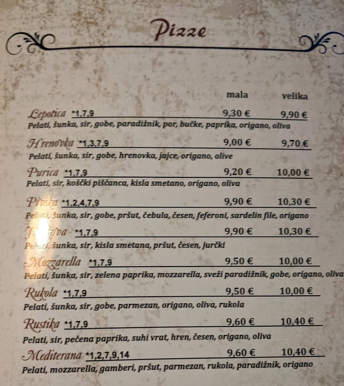 Menu at Gostišče Smuk, Zoran Kabić s.p. restaurant, Križe