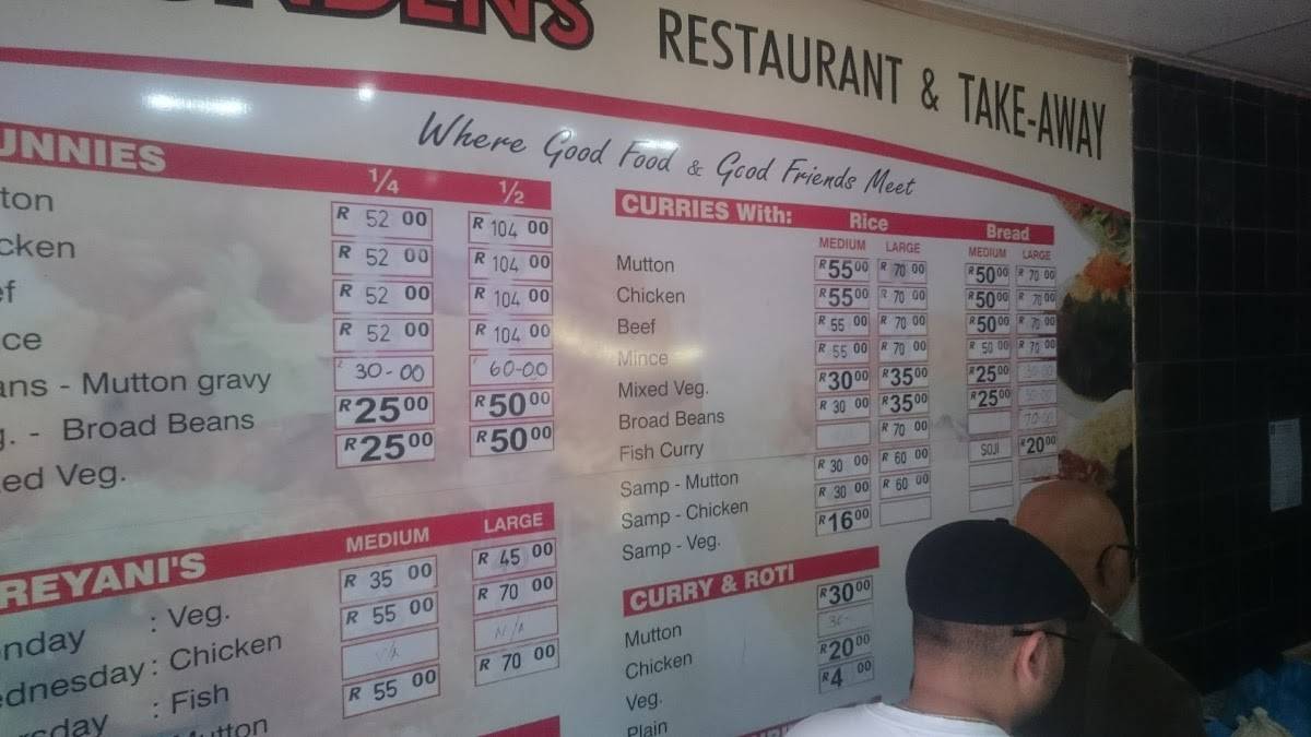 Menu at Gounden's Restaurant & Take Away, Durban