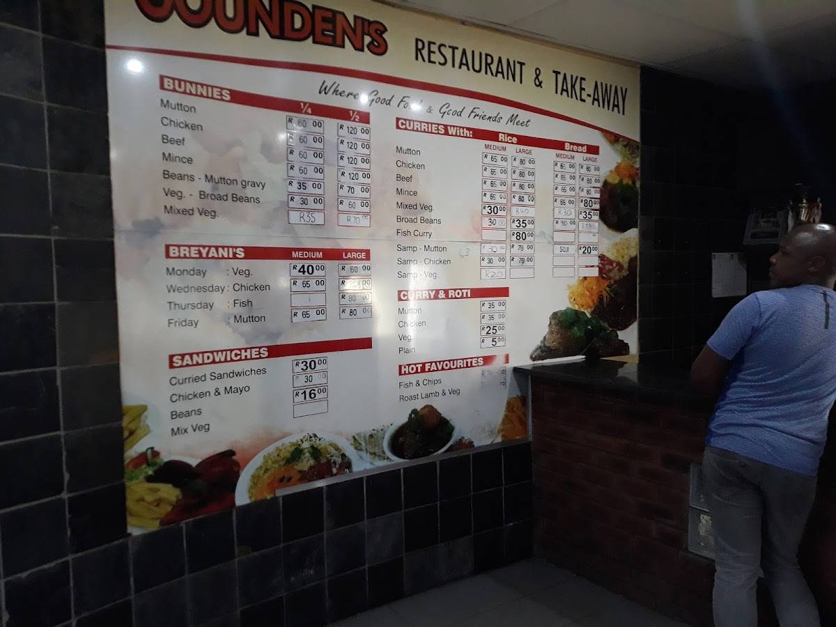 Menu at Gounden's Restaurant & Take Away, Durban