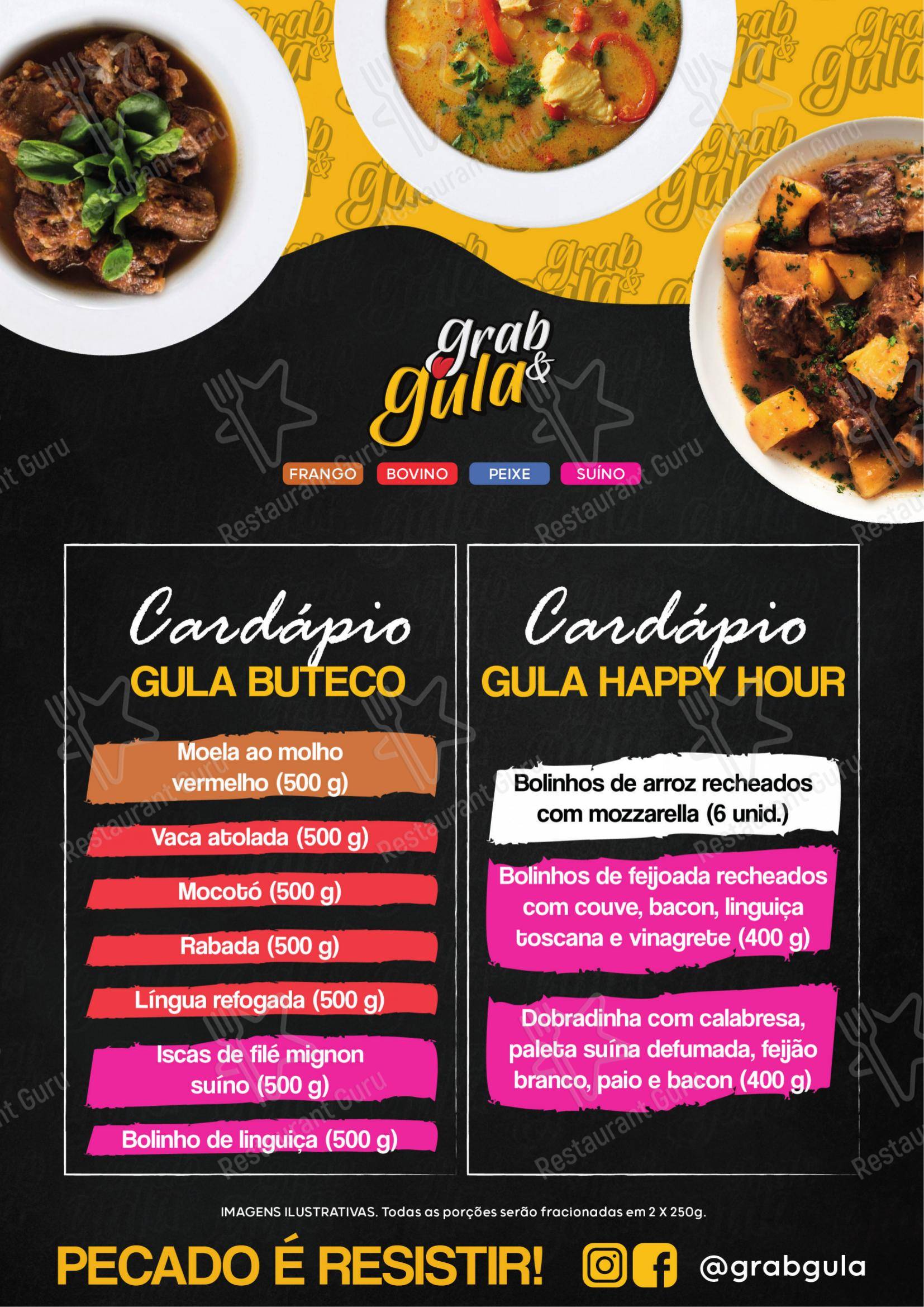 Menu em Grab&Gula Refeições Prontas, Bauru