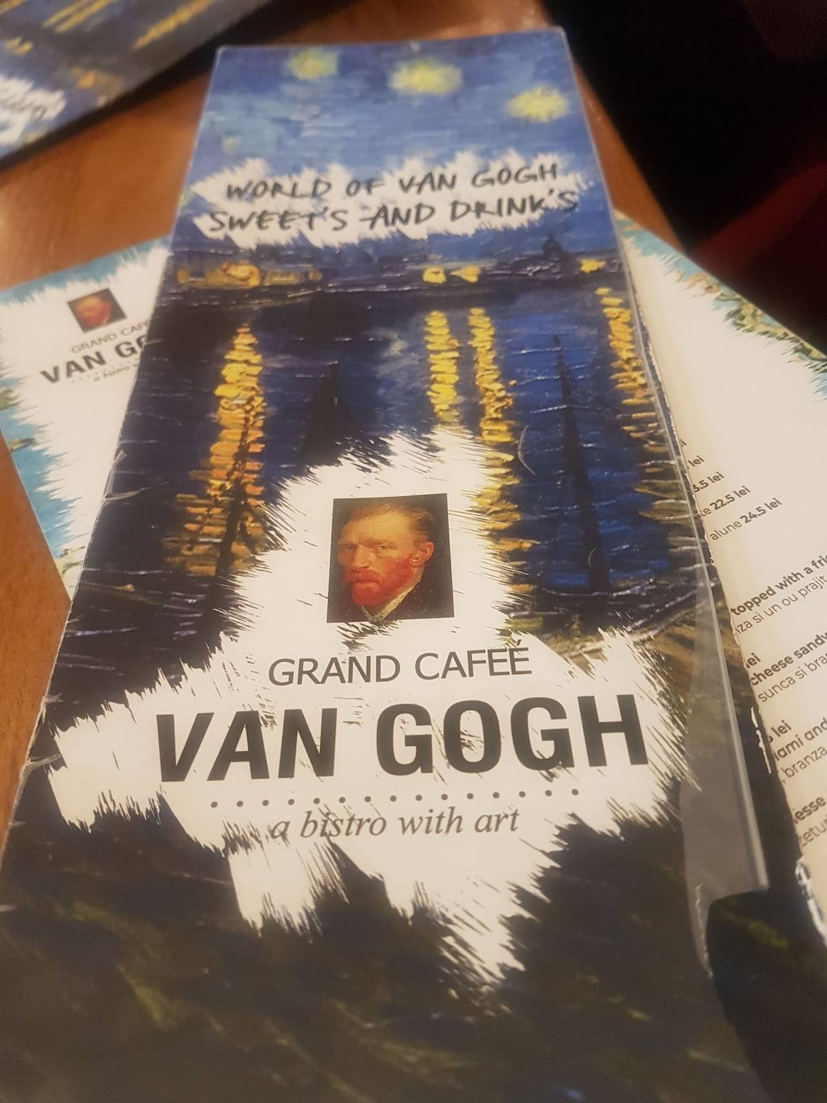 Menu at Grand Café Van Gogh, Bucharest