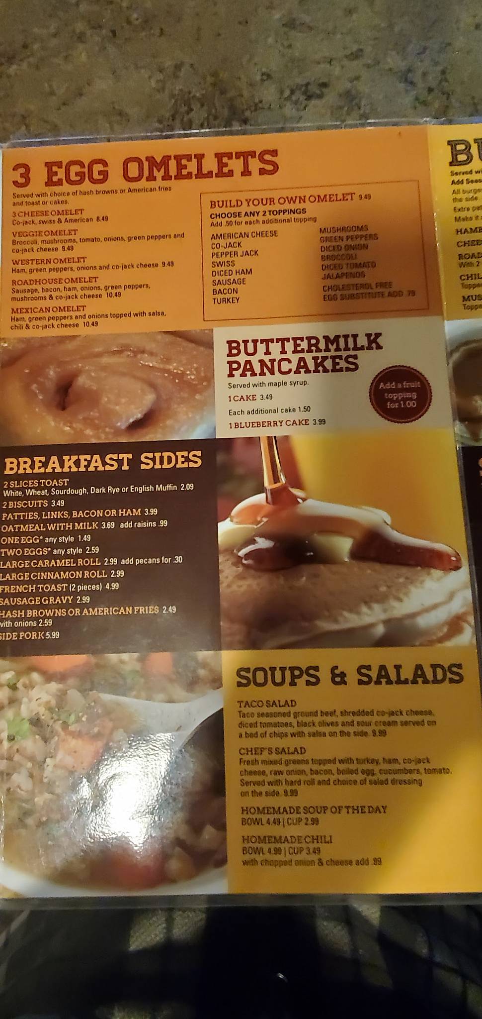 Menu at Roadhouse Cafe, Grand Forks