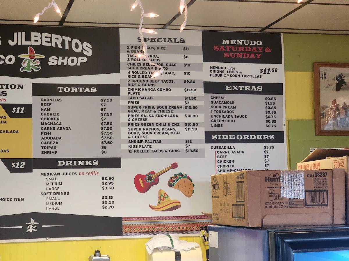 Menu at Los Jilbertos restaurant, Grand Junction