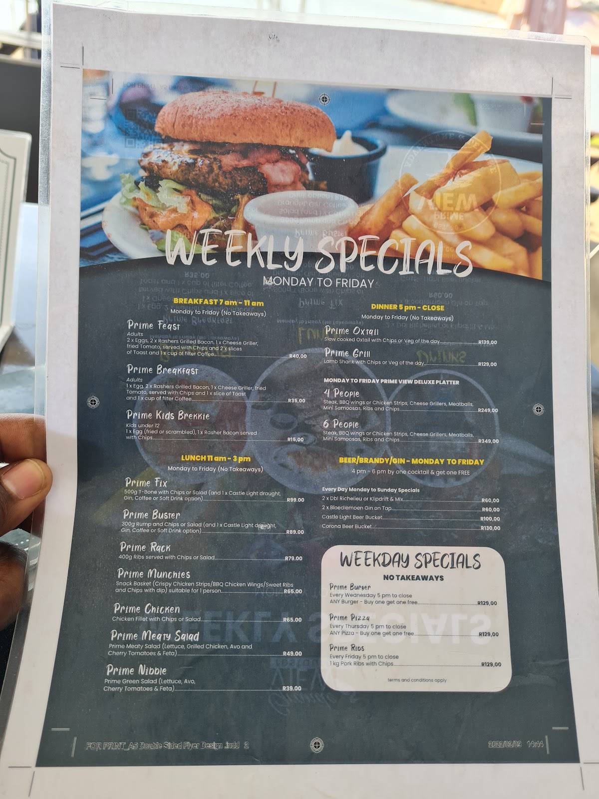 Menu at Grande View Restaurant, Olifantsfontein