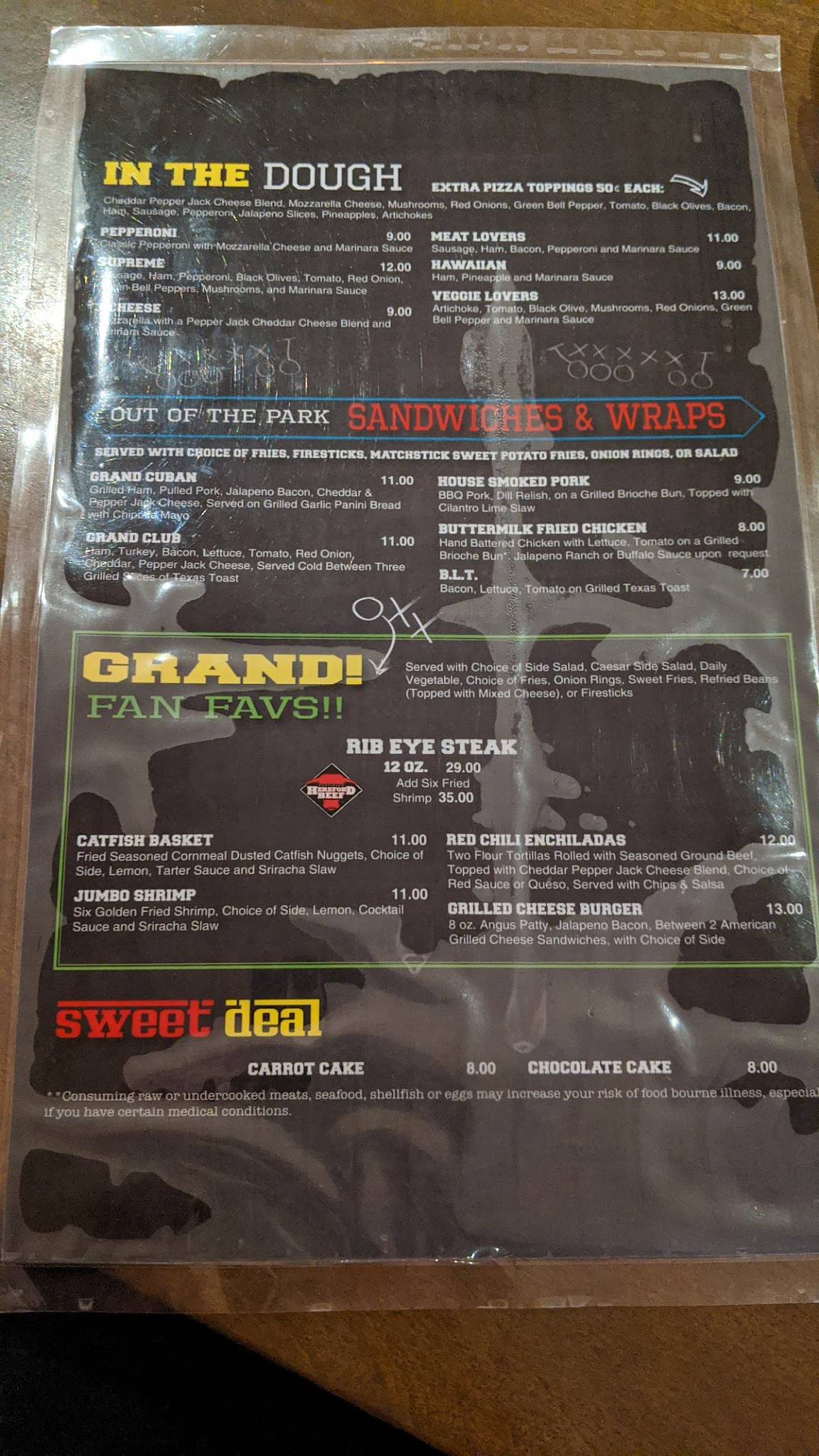 Menu at Grandstand Sports Grille pub & bar, Shawnee, 777 Grand Casino Blvd