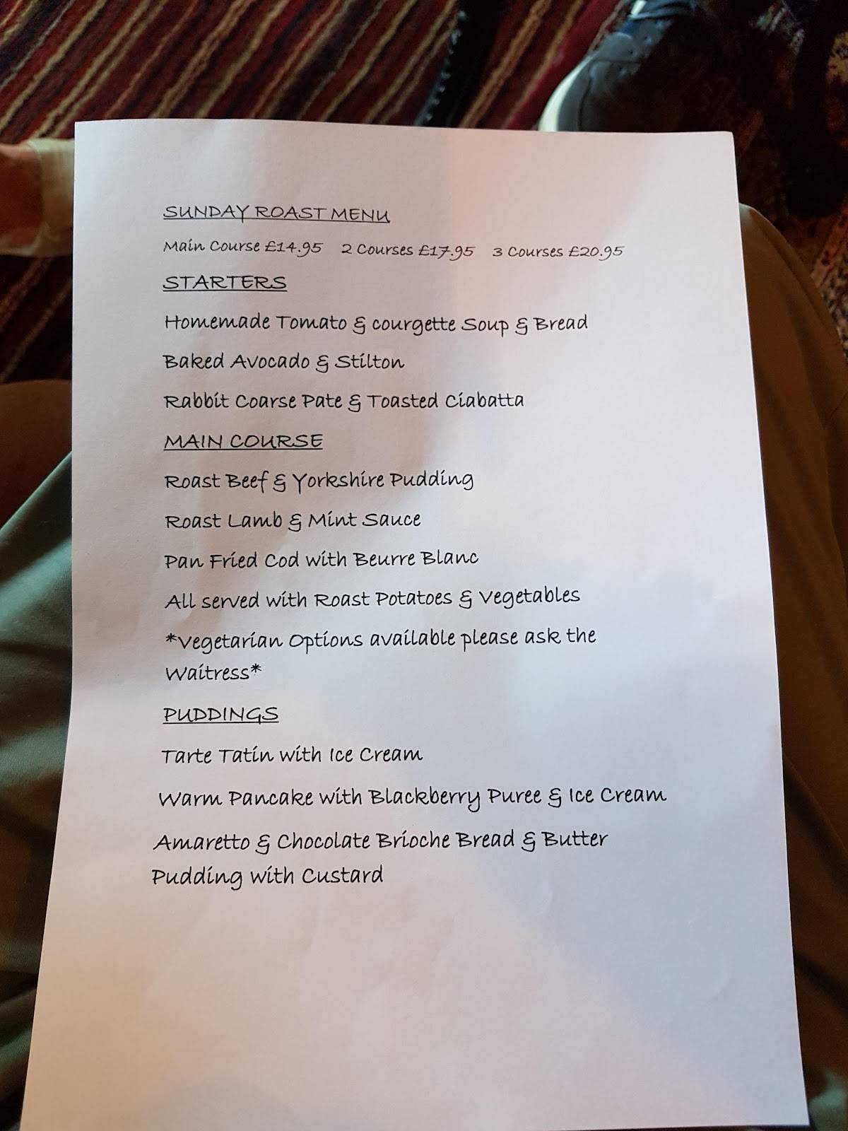 Menu at The Swan Inn pub & bar, Little Horwood