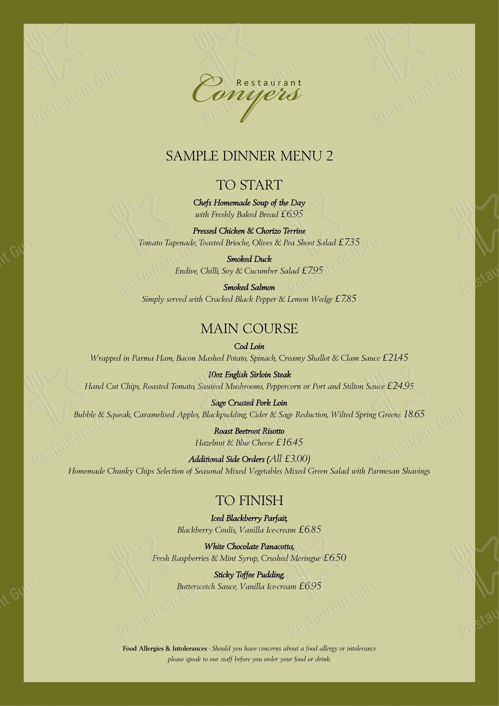 Menu at Grinkle Park Hotel pub & bar, England
