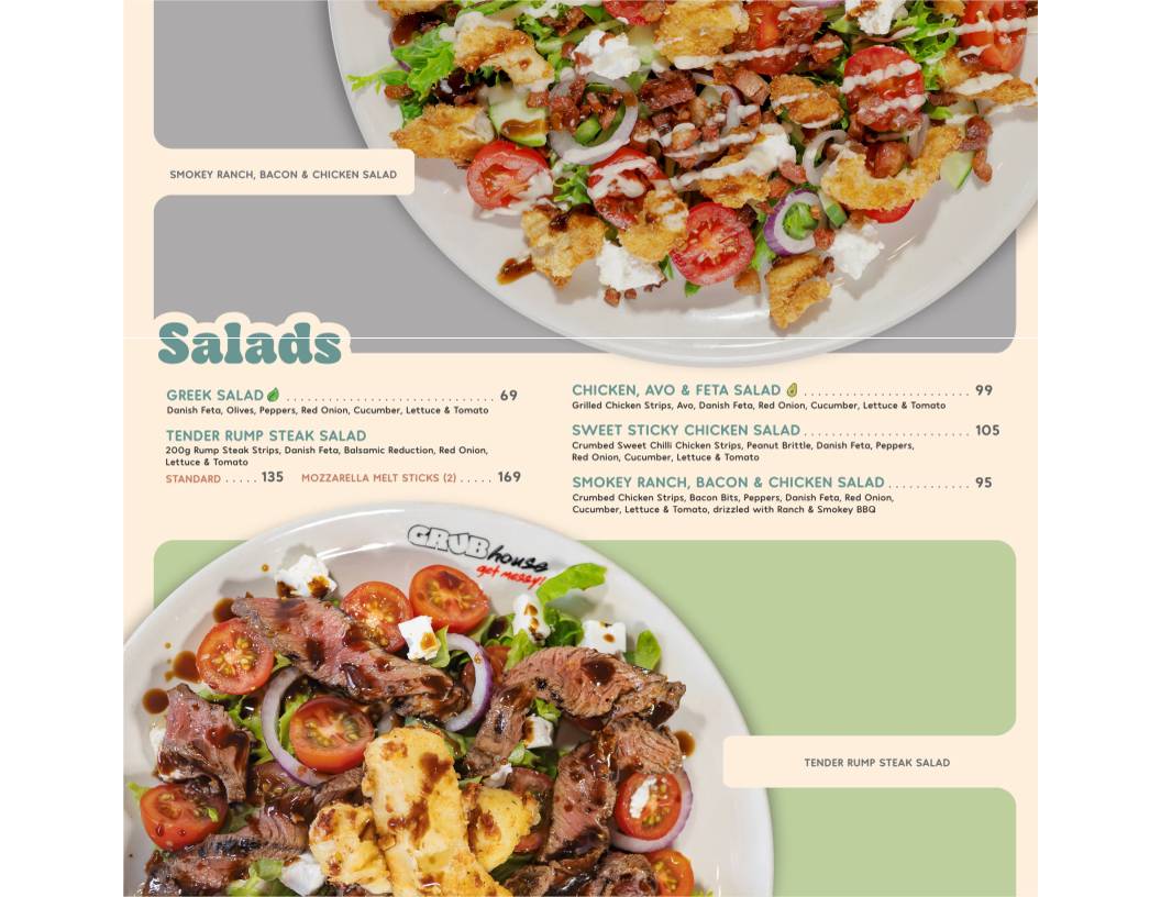 Menu at GrubHouse Diner restaurant, Trichardt