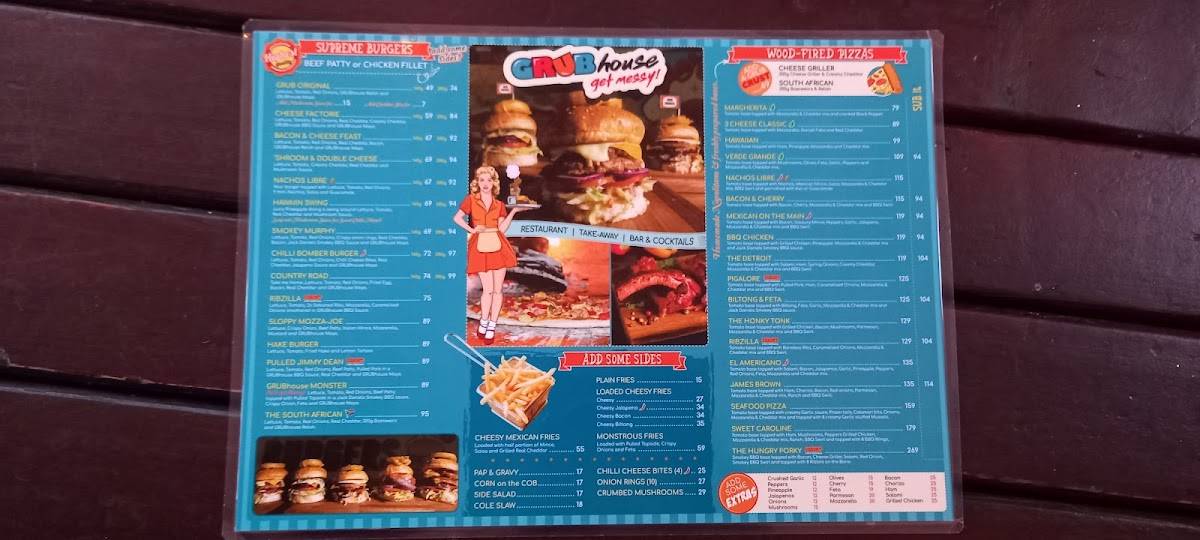 Menu at GrubHouse Diner restaurant, Trichardt
