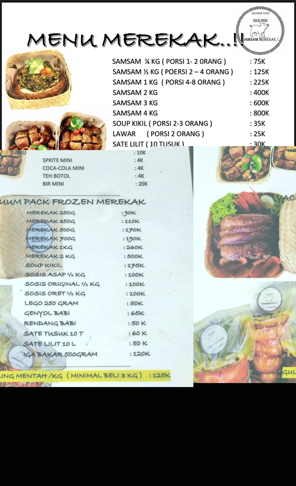 Menu at Guling Samsam Merekak restaurant, Abiansemal