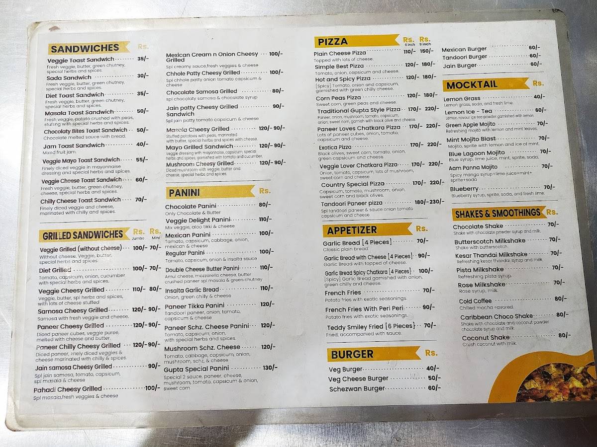 Menu at Gupta Sandwiches & Snacks, Navi Mumbai, Shop No 16