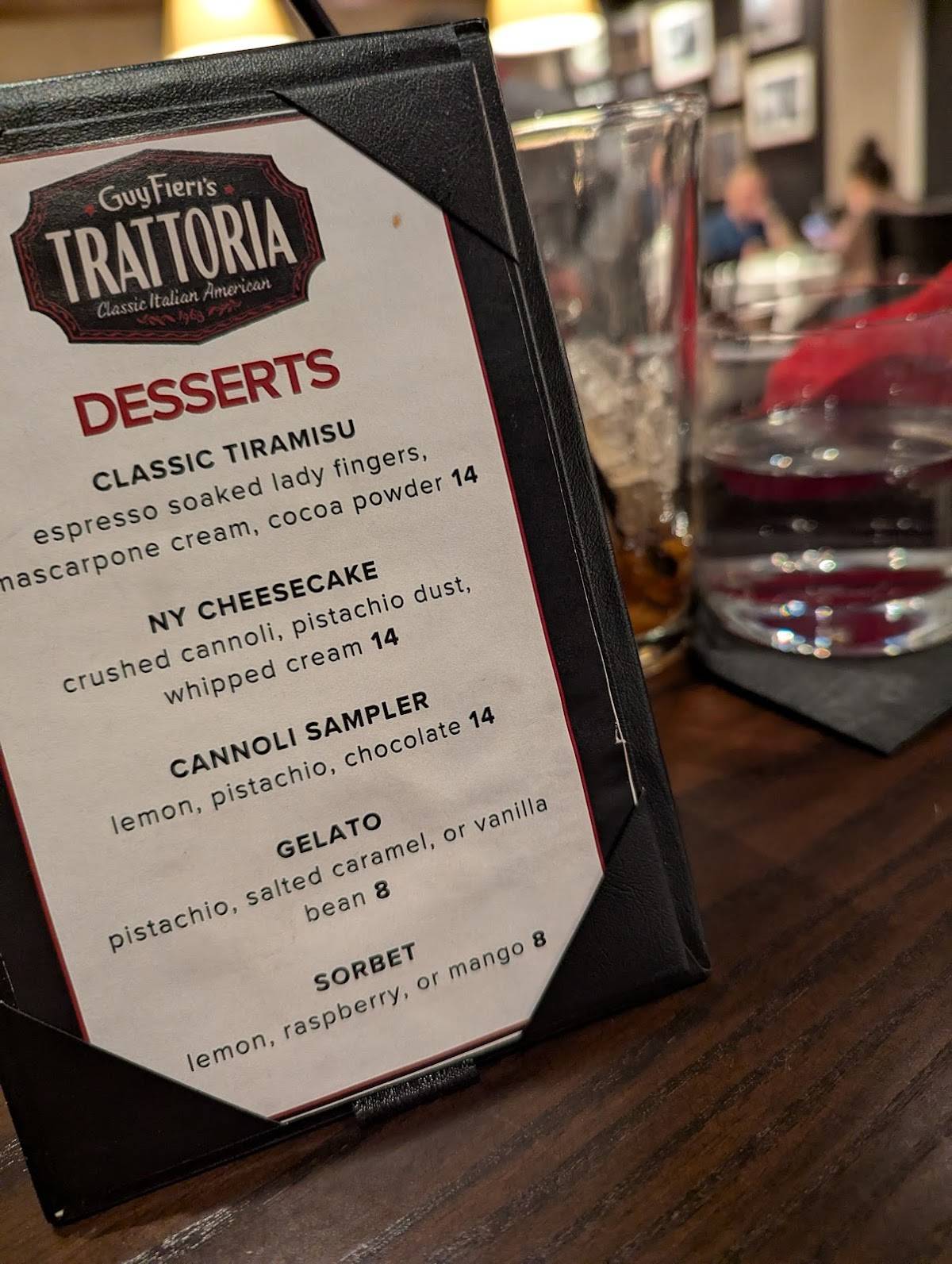 Menu at Guy Fieri's Trattoria restaurant, Columbus