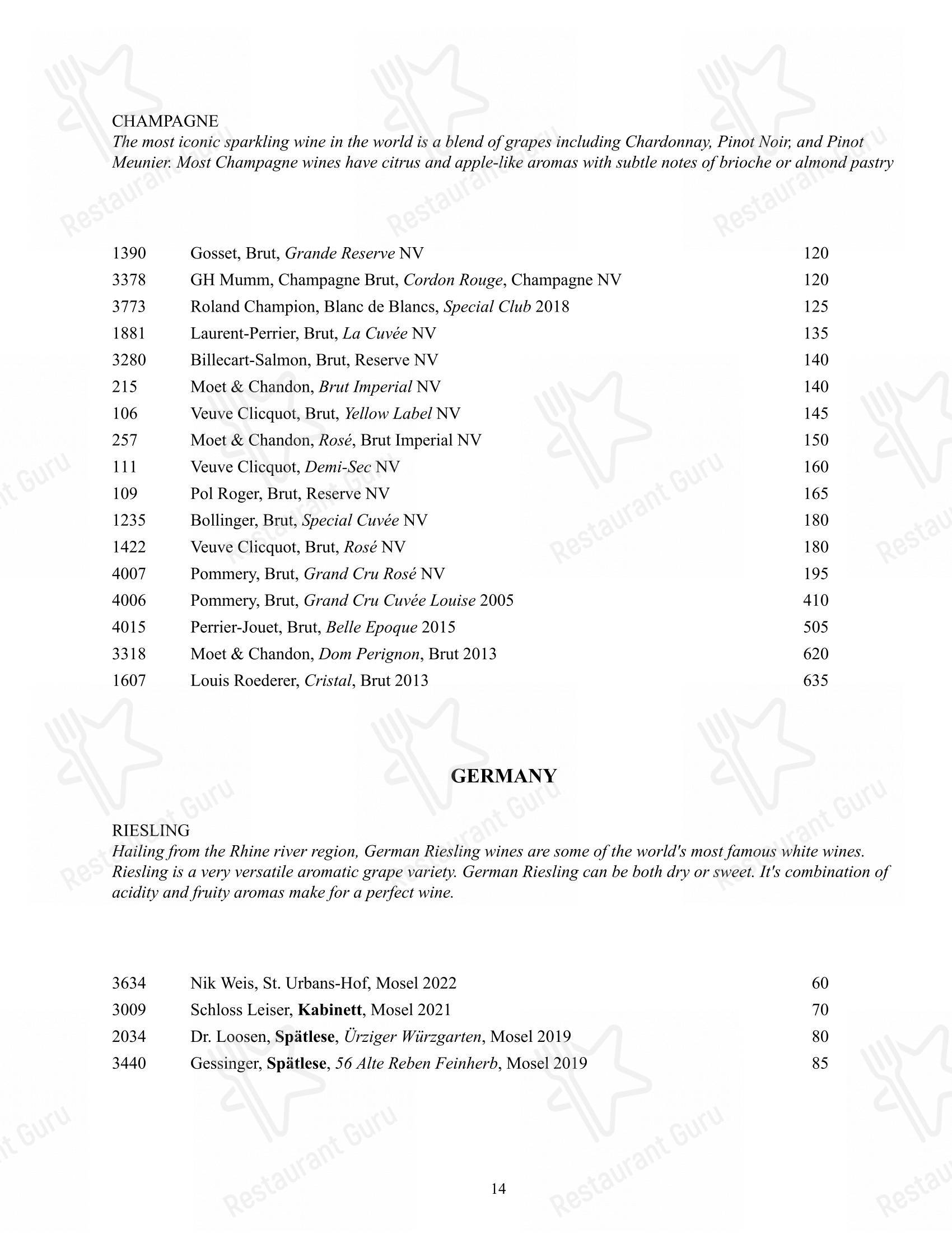 Menu at H&W Steakhouse, Peachtree Corners