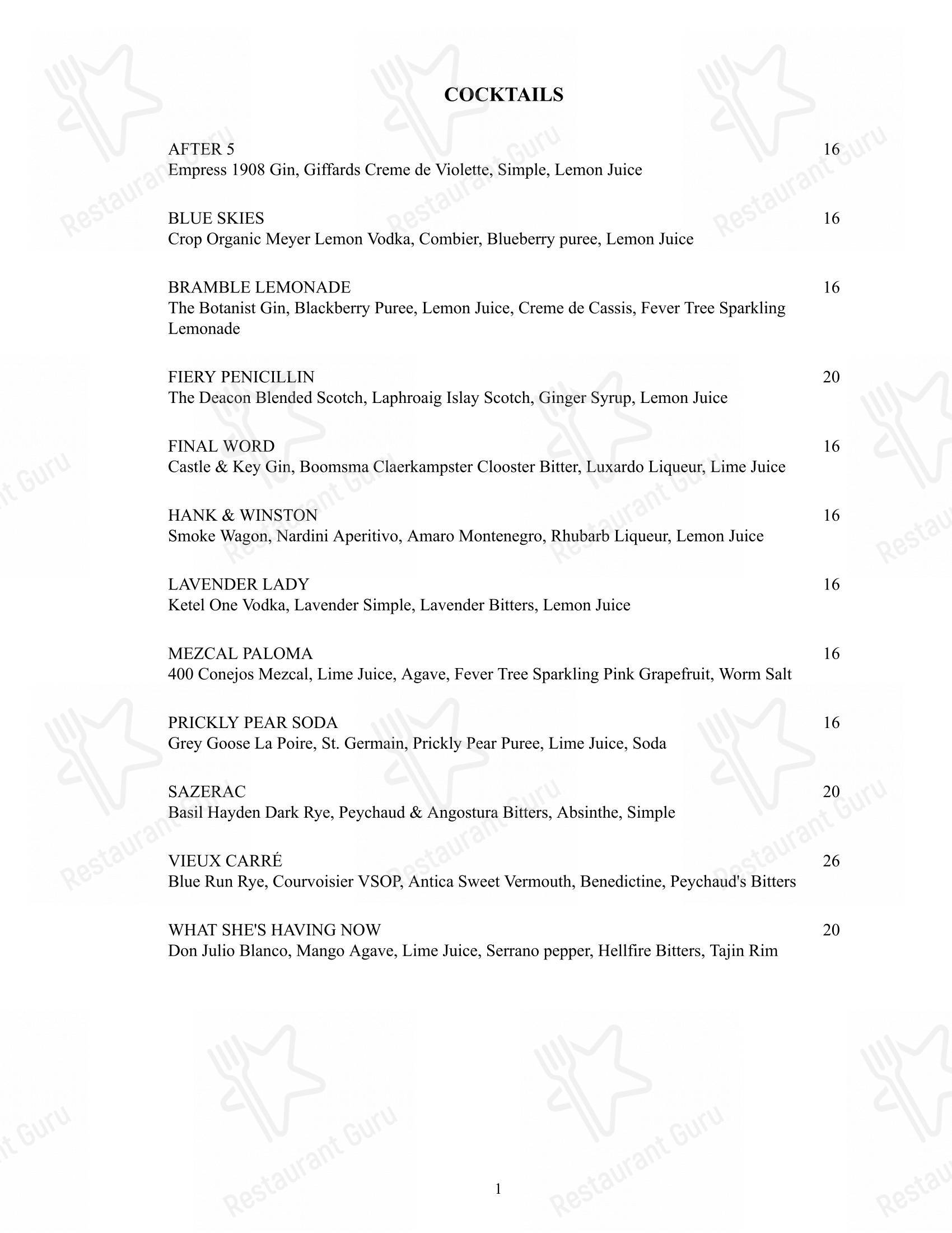 Menu at H&W Steakhouse, Norcross