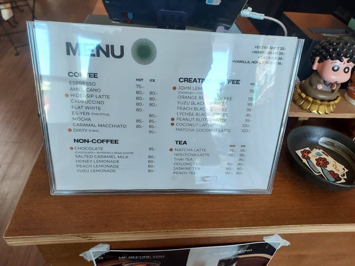 Menu at HIDE AND SIP COFFEE, Phuket