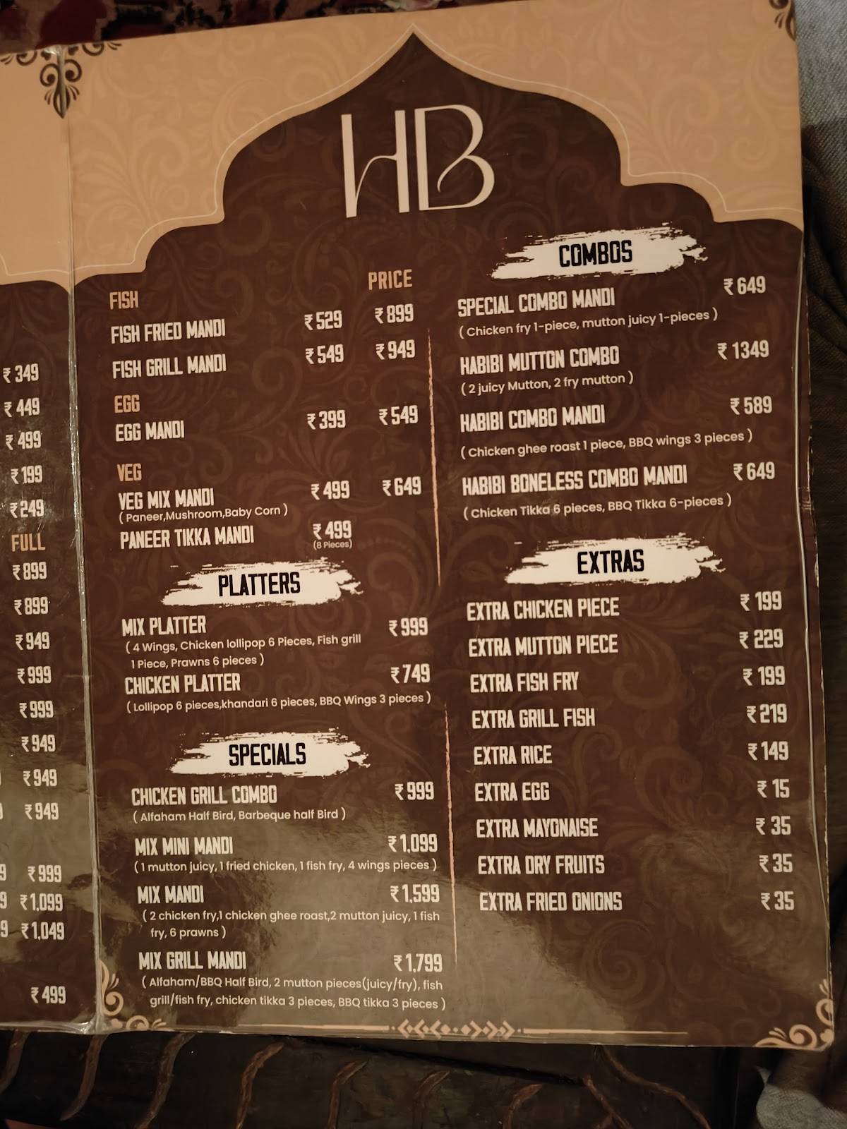Menu at Habibi Mandi & Restaurant, Madhapur, Hyderabad