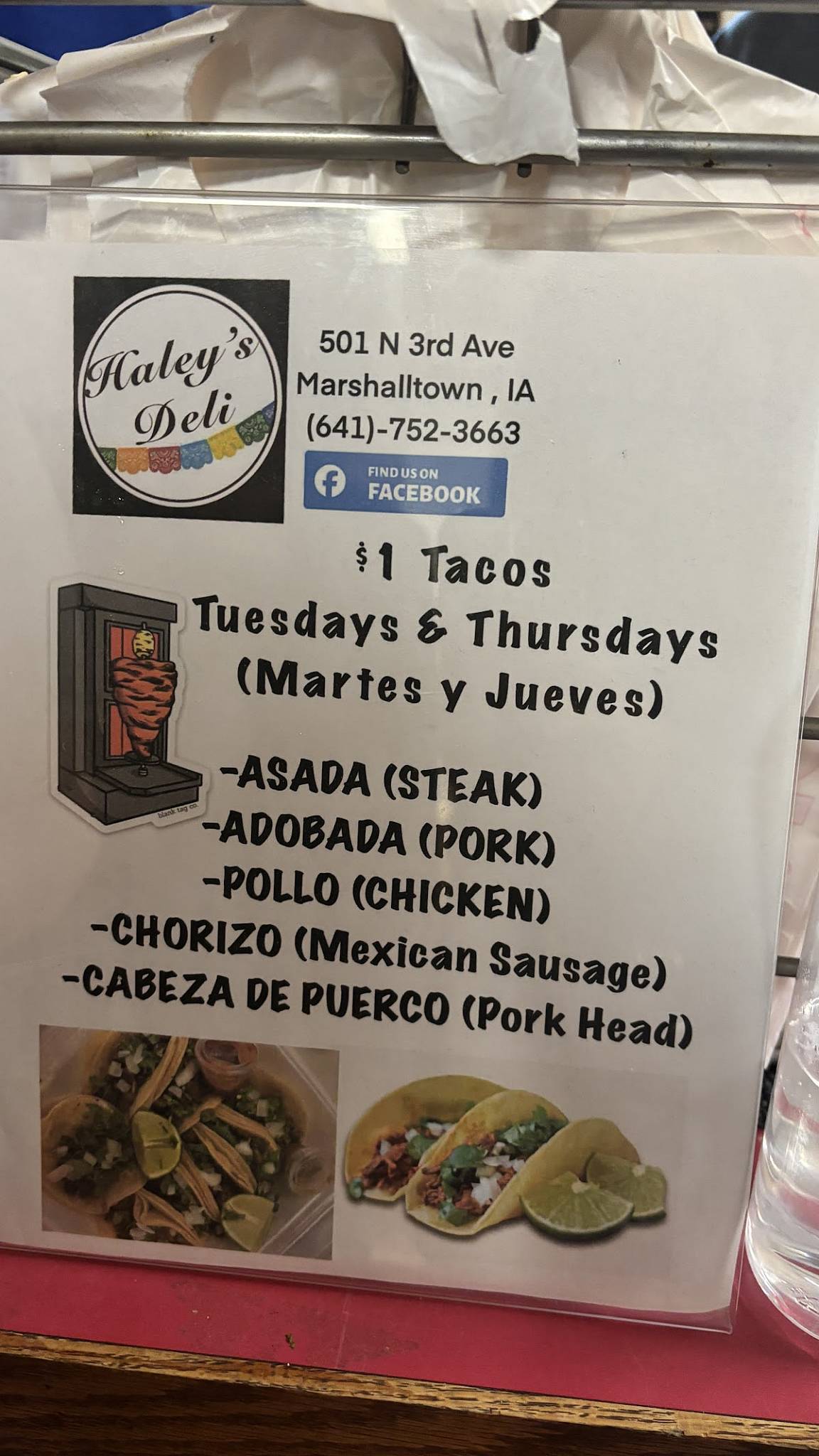 Menu at Haley's Deli Barbeque & Catering, Marshalltown