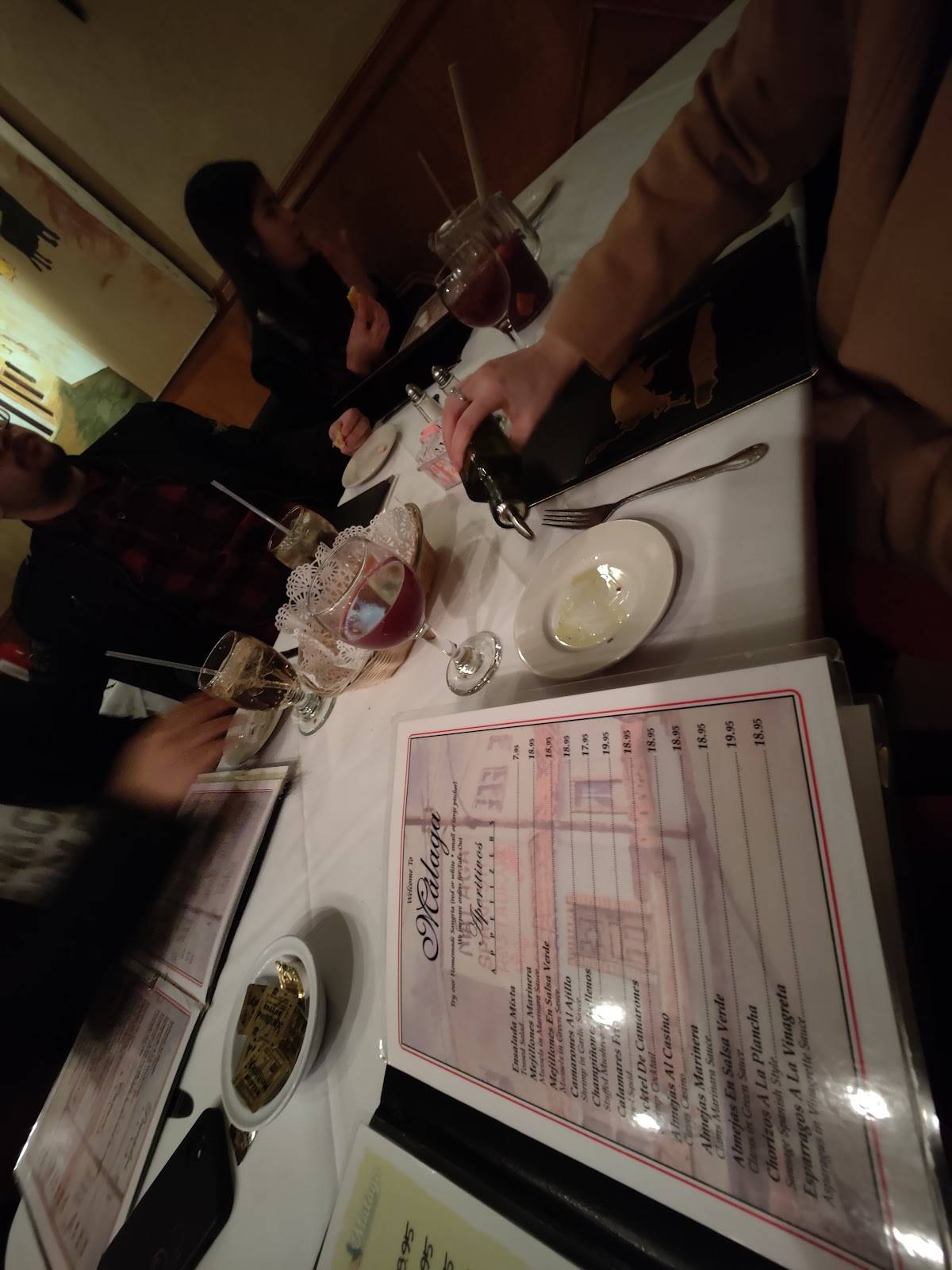 Menu at Malaga restaurant, Trenton