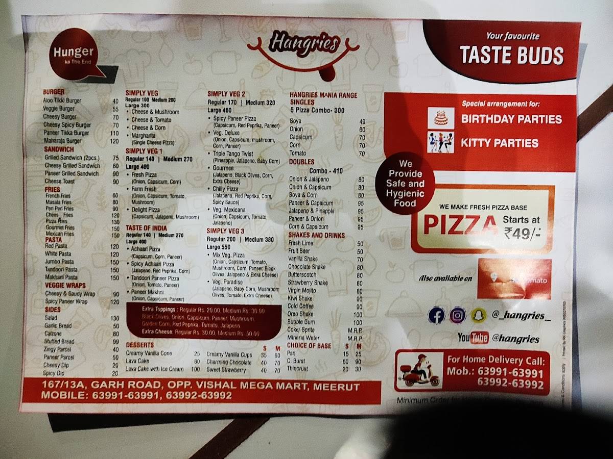 Menu at Hangries Meerut Italian & Chinese Restaurant, Meerut