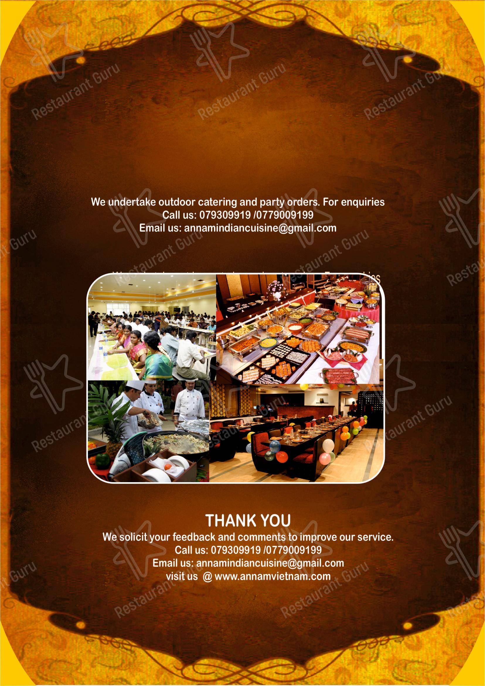 Menu at Annam Indian Restaurant, Hanoi