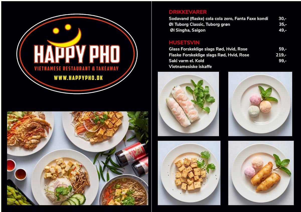 Menu at Happy Pho Vietnamese Restaurant, Copenhagen