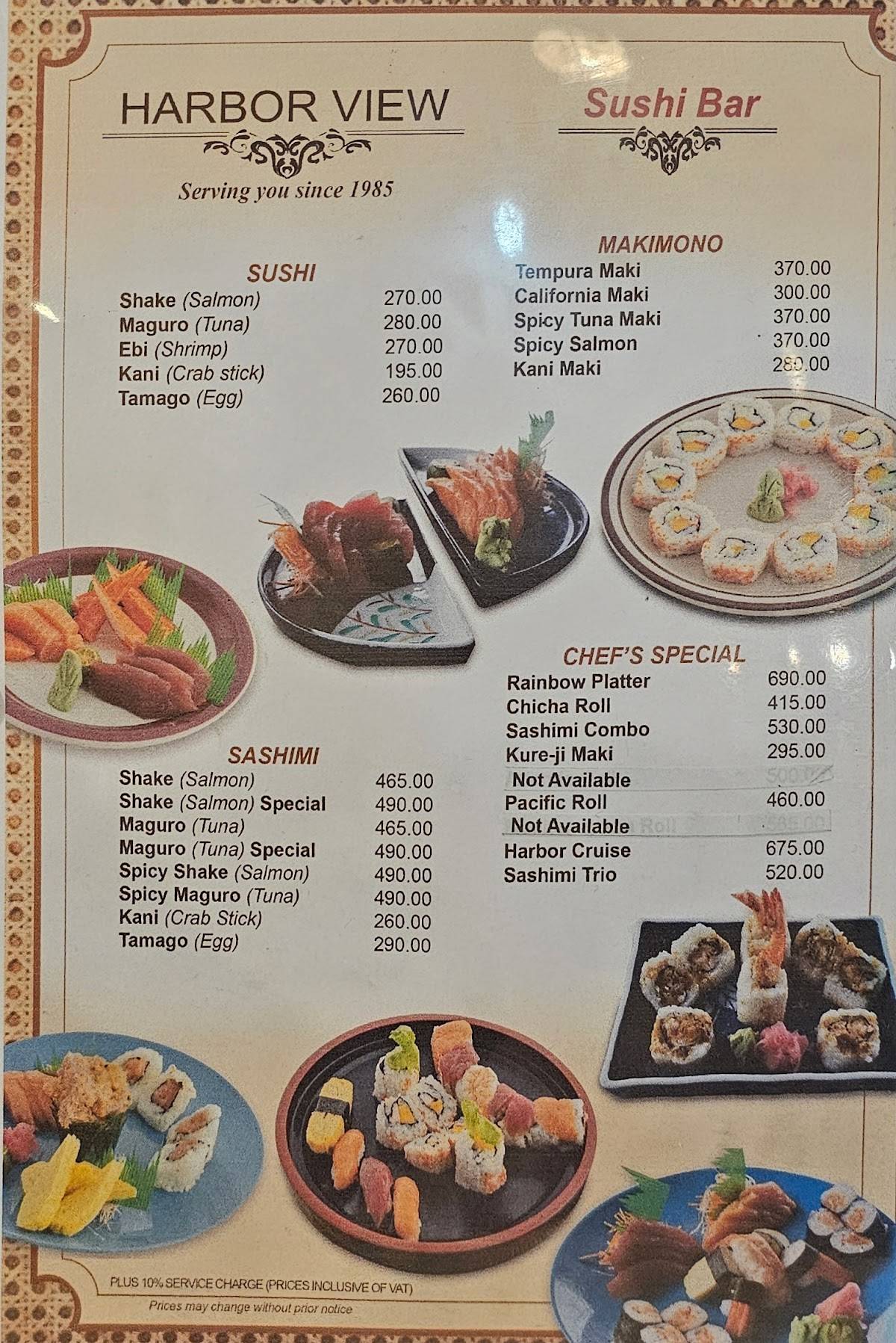 Menu at Harbor View Restaurant, Manila, South Dr