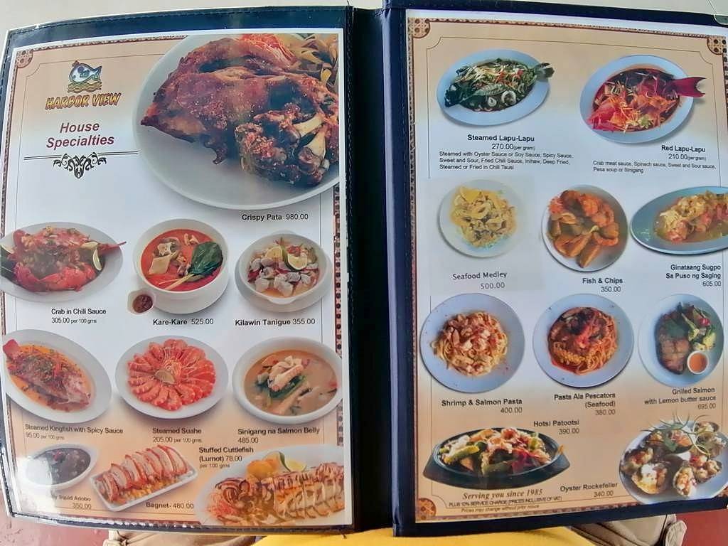 Menu at Harbor View Restaurant, Manila, South Dr