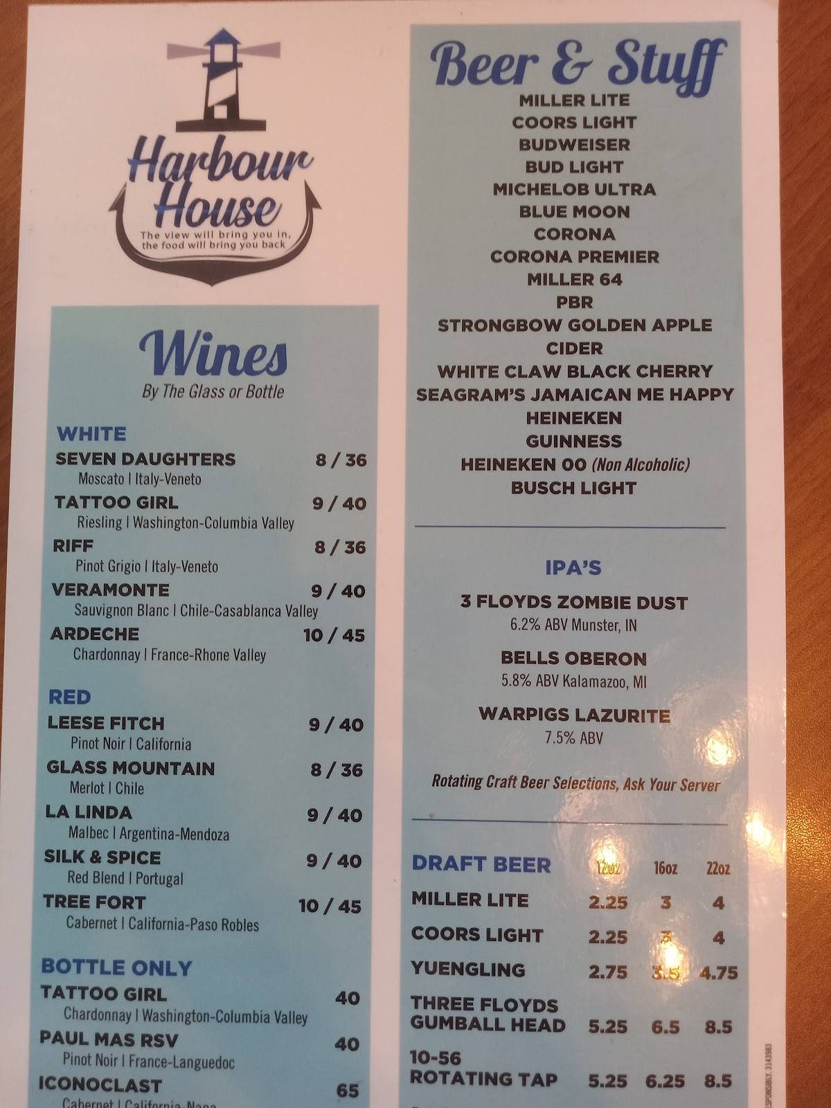 Menu at Harbour House BBQ, Bass Lake