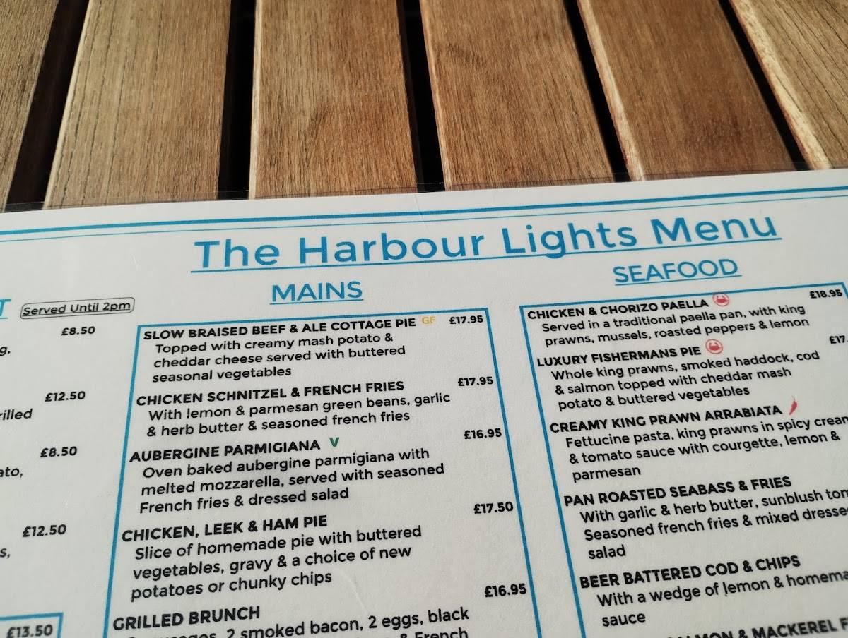 Menu at Harbour Lights Cafe, Littlehampton
