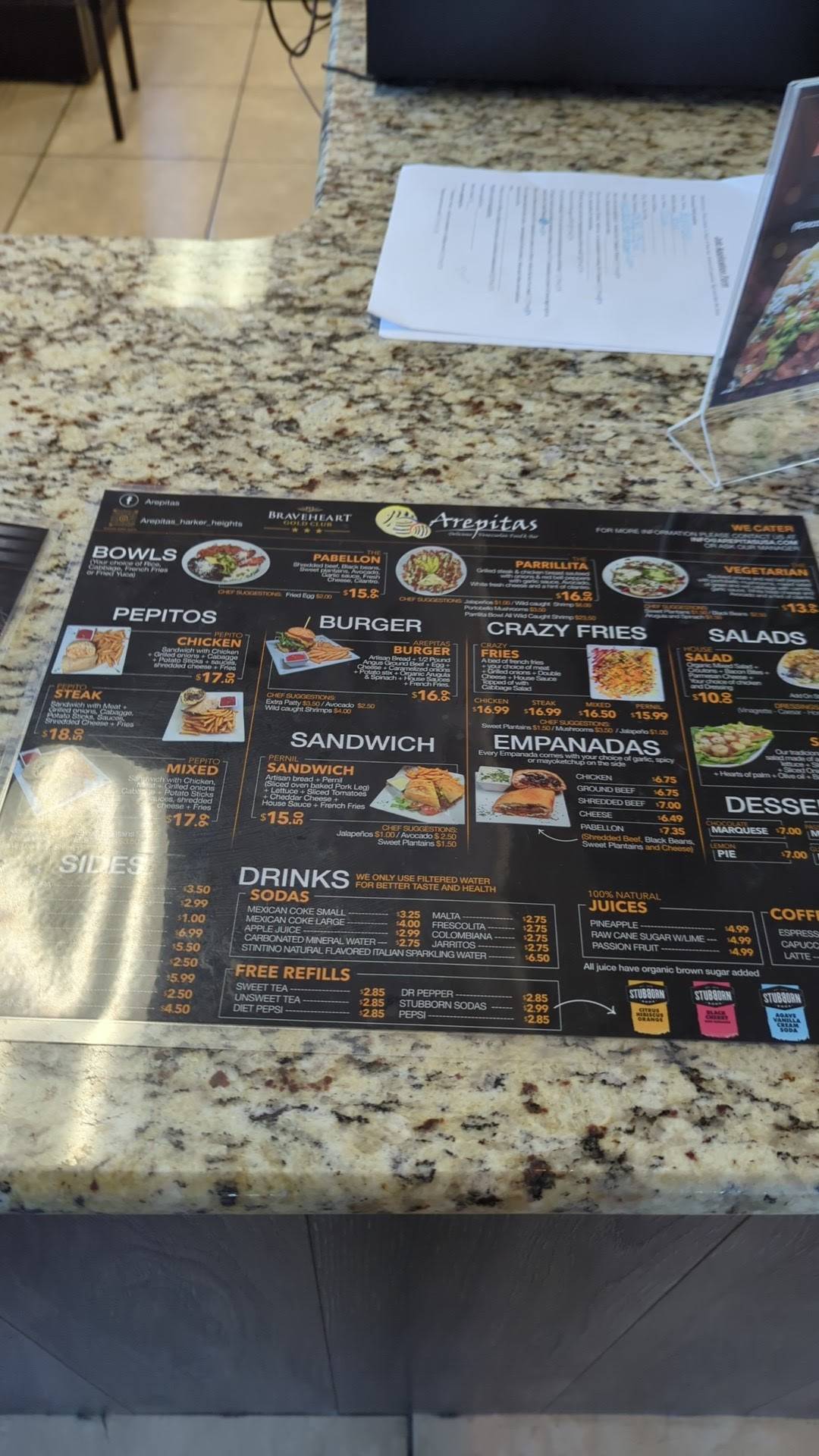 Menu at Arepitas (Harker Heights) restaurant, Harker Heights, 440 E ...