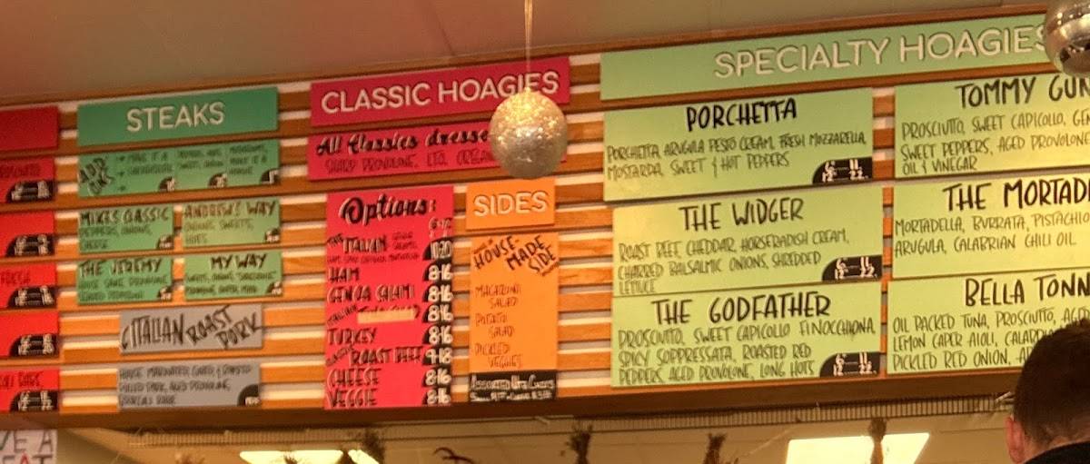 Menu at Harry’s Hoagie Shoppe restaurant, Greenville