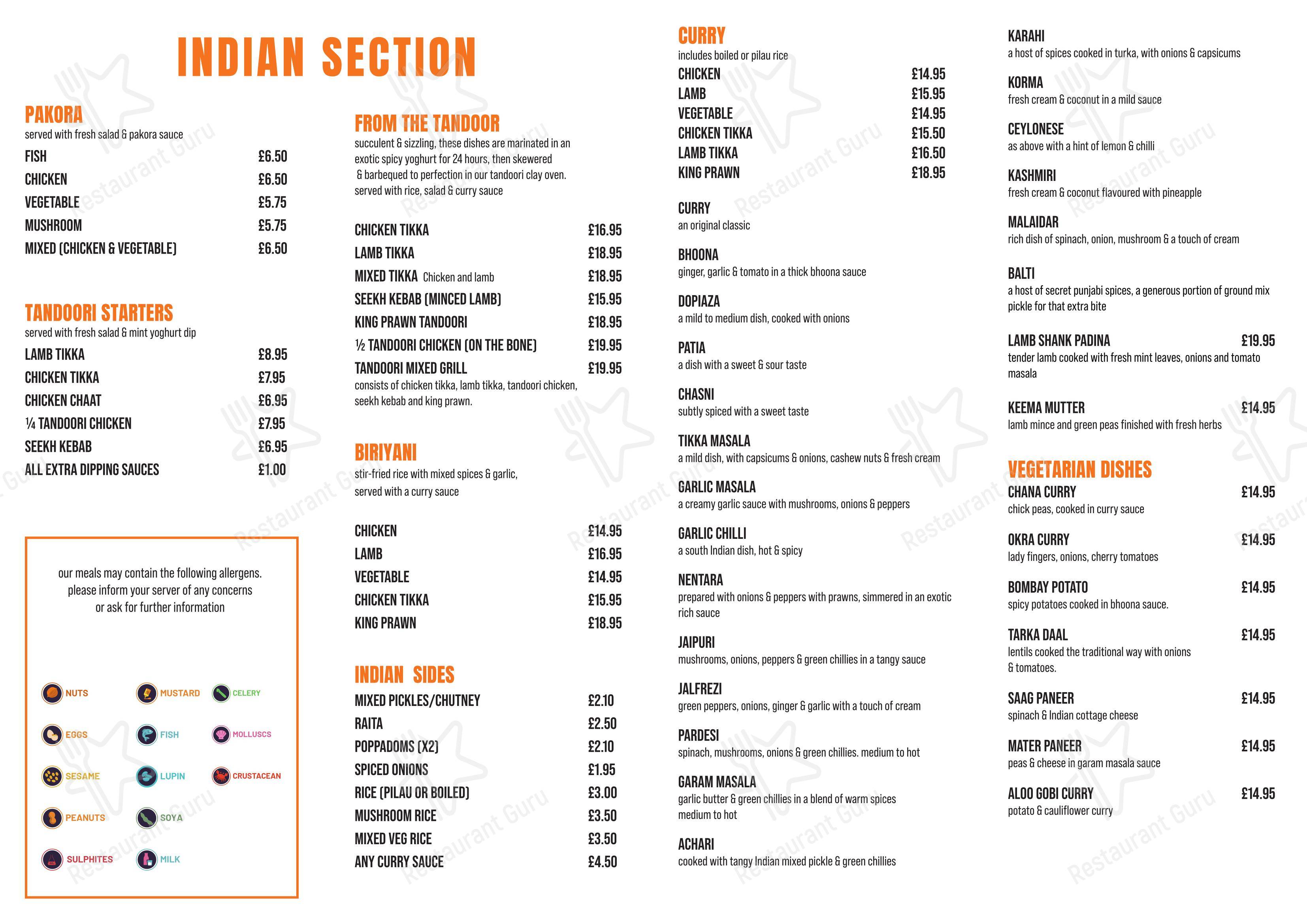 Menu at Hartys at the Fourways restaurant, Airdrie