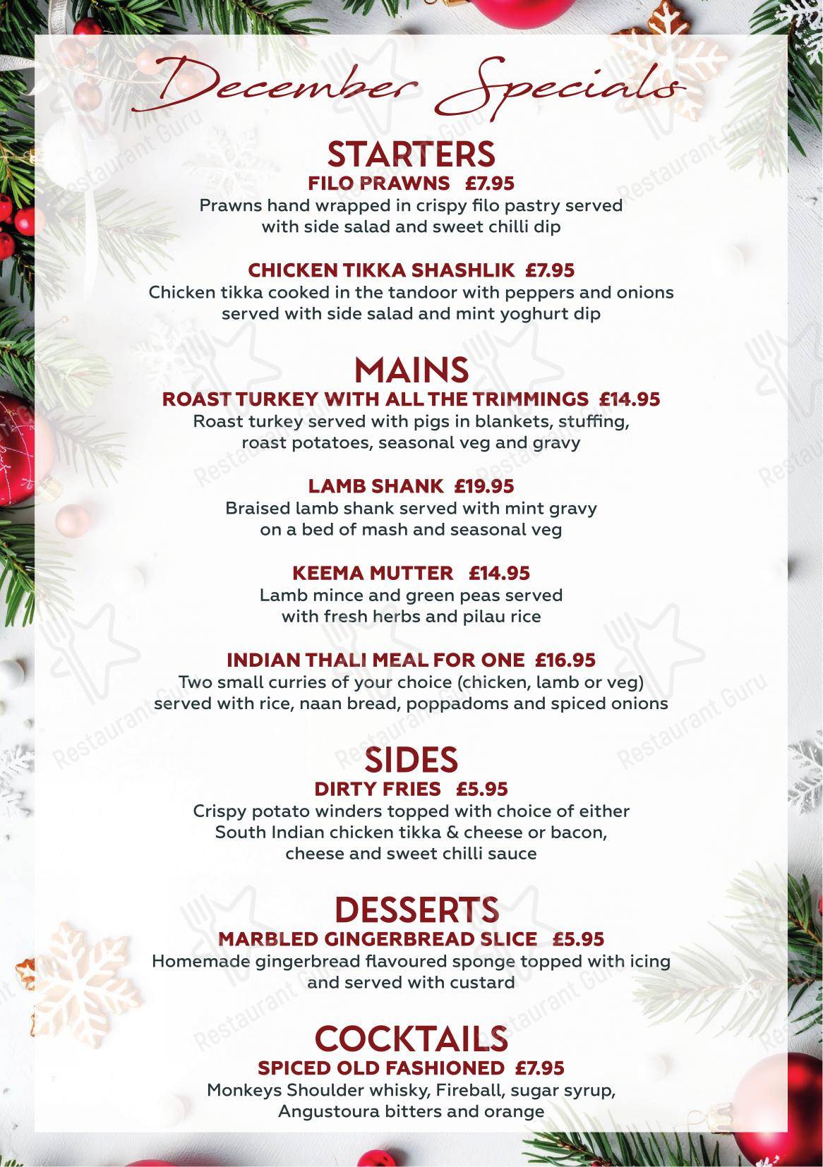 Menu at Hartys at the Fourways restaurant, Airdrie