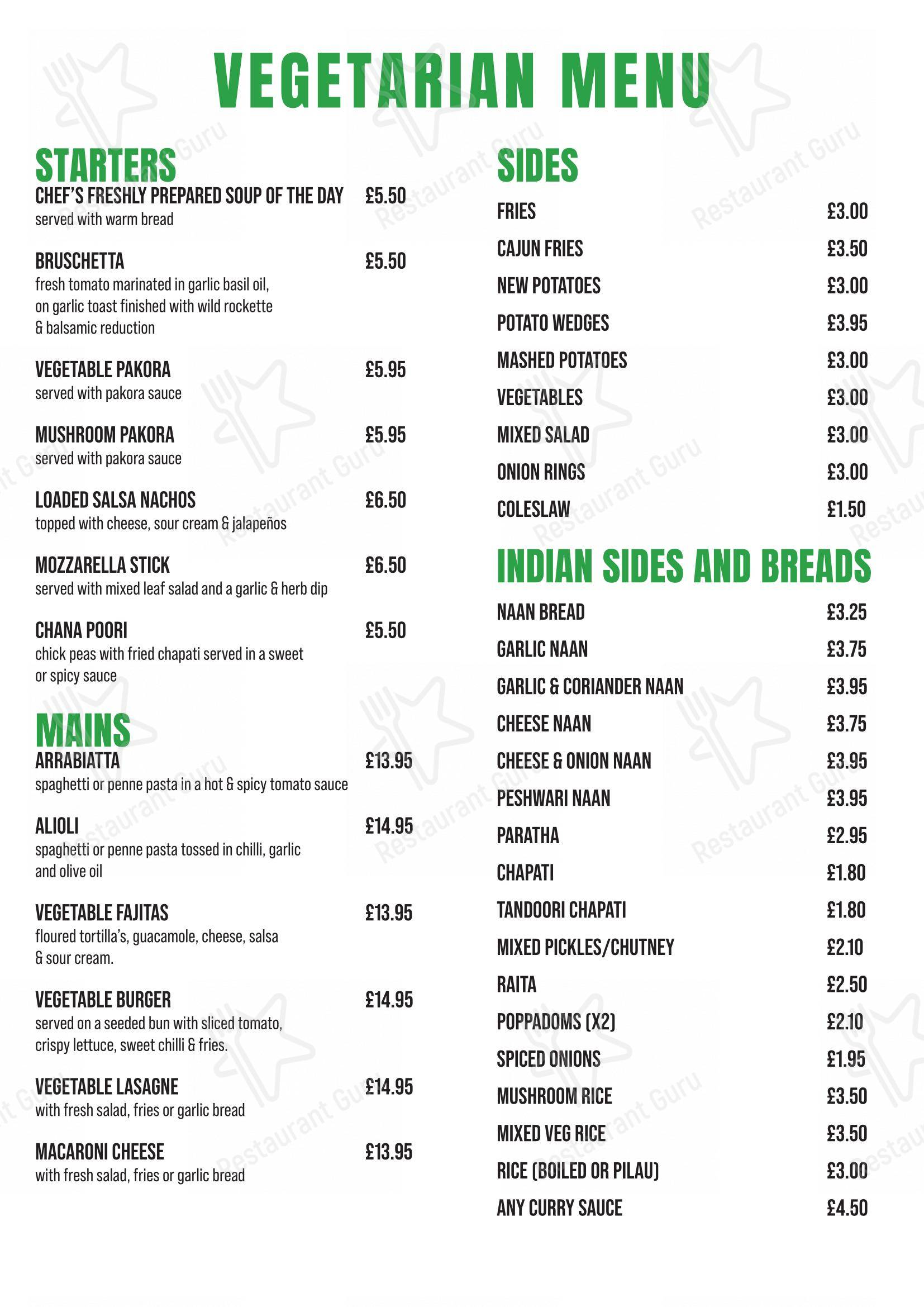 Menu at Hartys at the Fourways restaurant, Airdrie