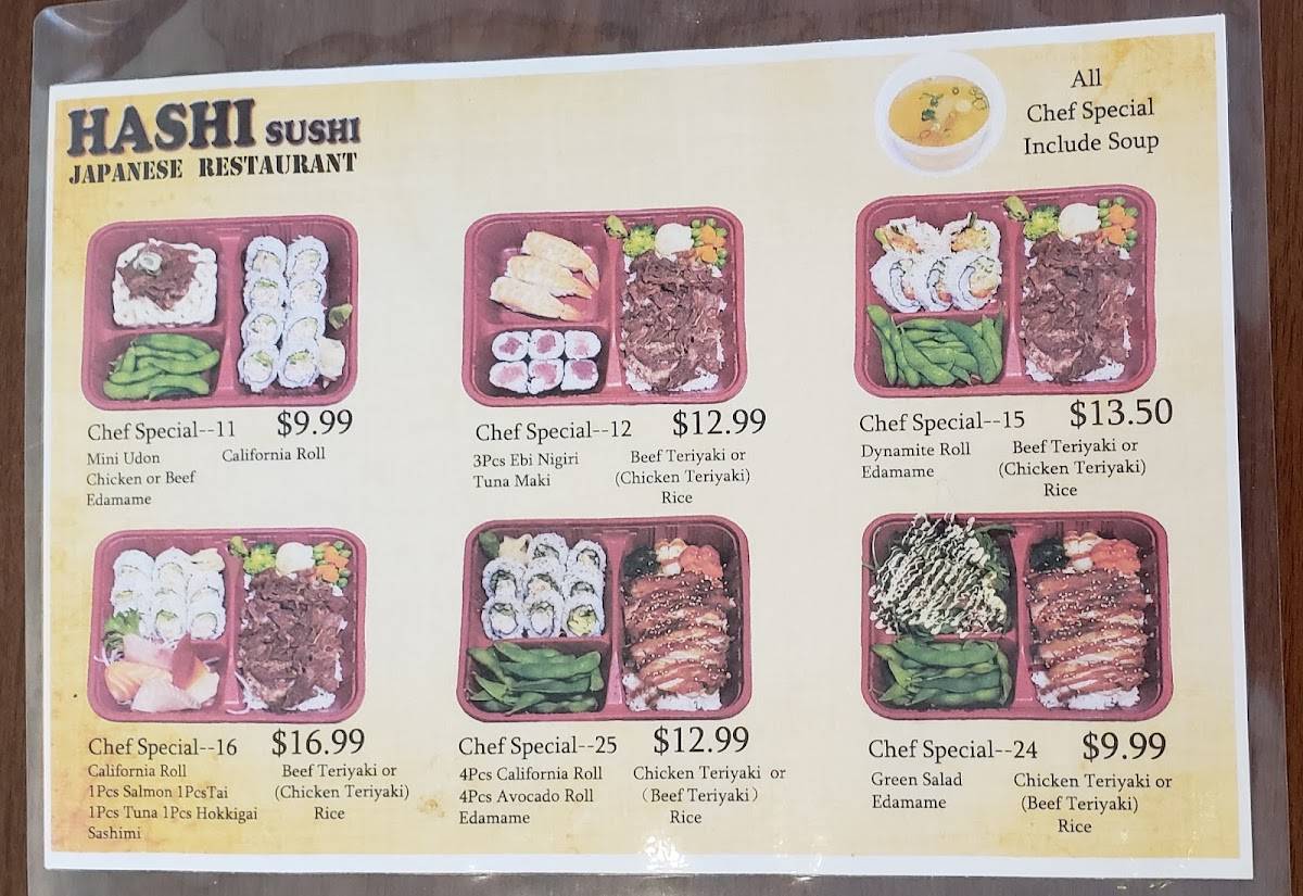 Menu at Hashi Sushi Japanese Restaurant, Richmond