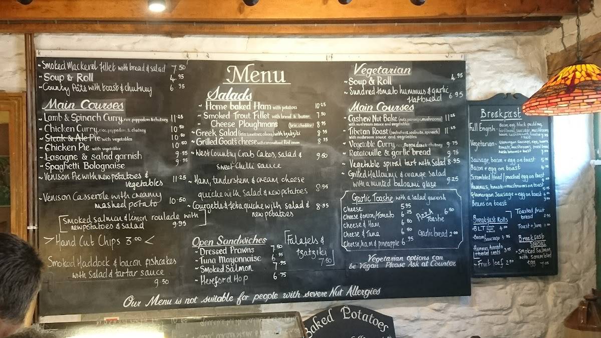 Menu at The Granary cafe, Hay-on-Wye