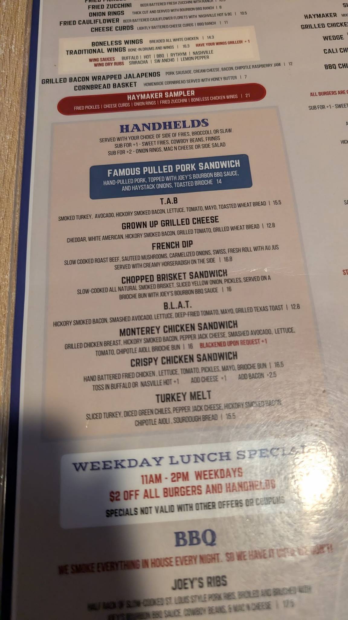 Menu at Haymaker Thunderbird pub & bar, Peoria, W Thunderbird Rd