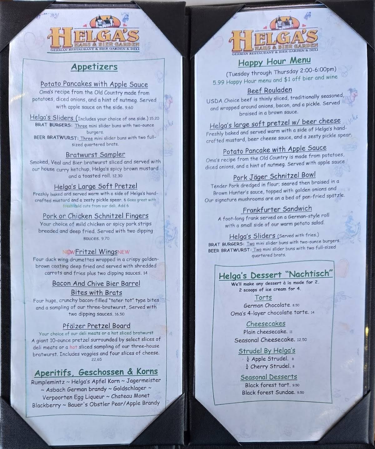 Menu at Helga's Haus & Bier Garden: German Restaurant & Bier Garden ...